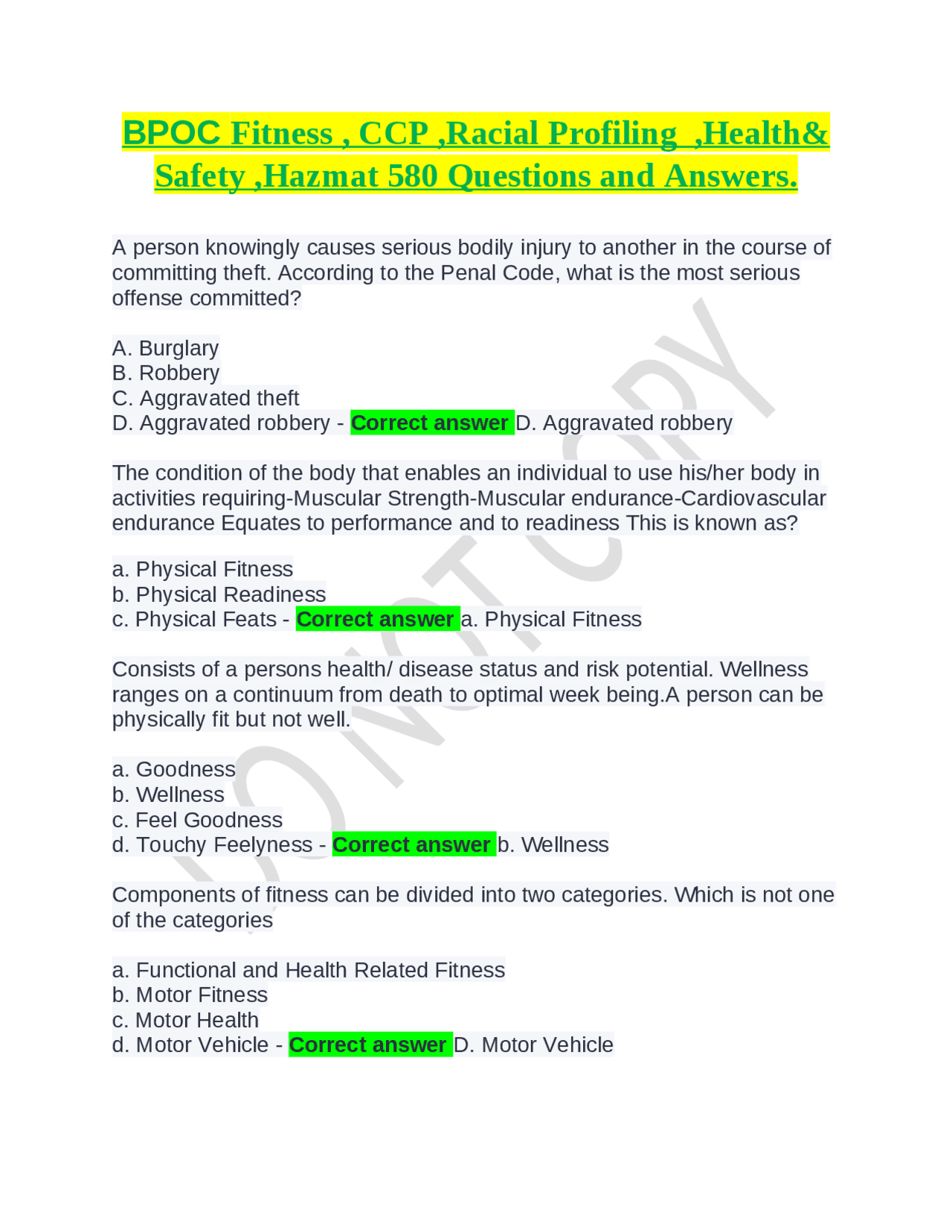 BPOC Fitness , CCP ,Racial Profiling ,Health& Safety ,Hazmat 580 ...