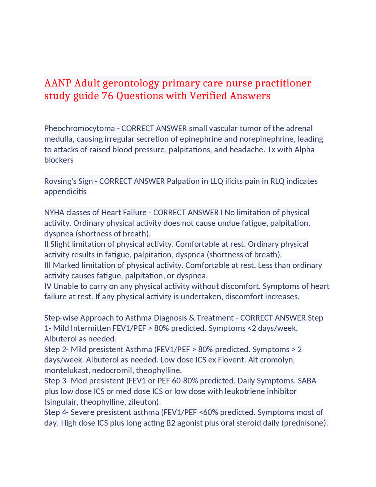 AANP Adult gerontology primary care nurse practitioner study guide 76 ...