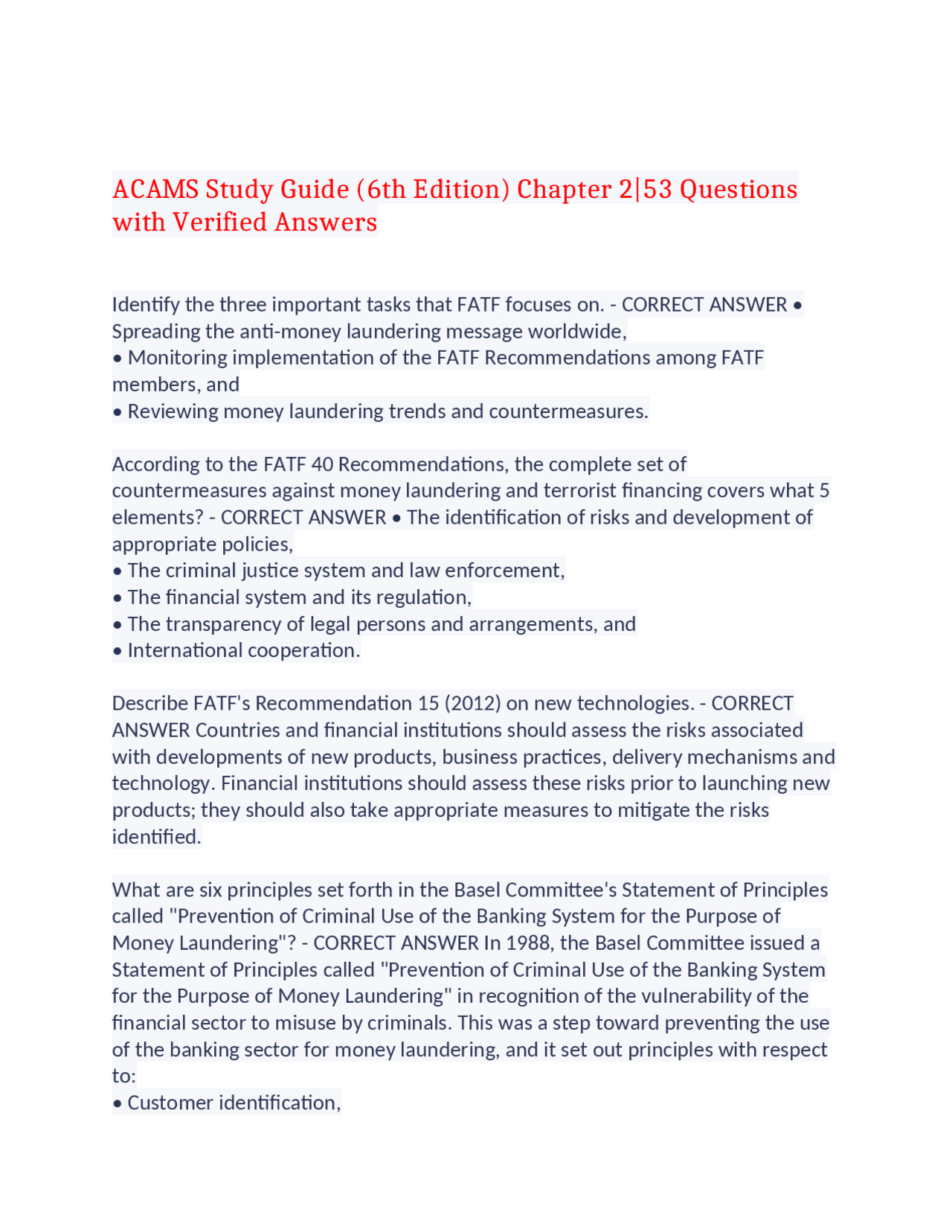 ACAM STUDY GUIDE 6 EDITION Questions with Verified Answers,100% CORRECT ...