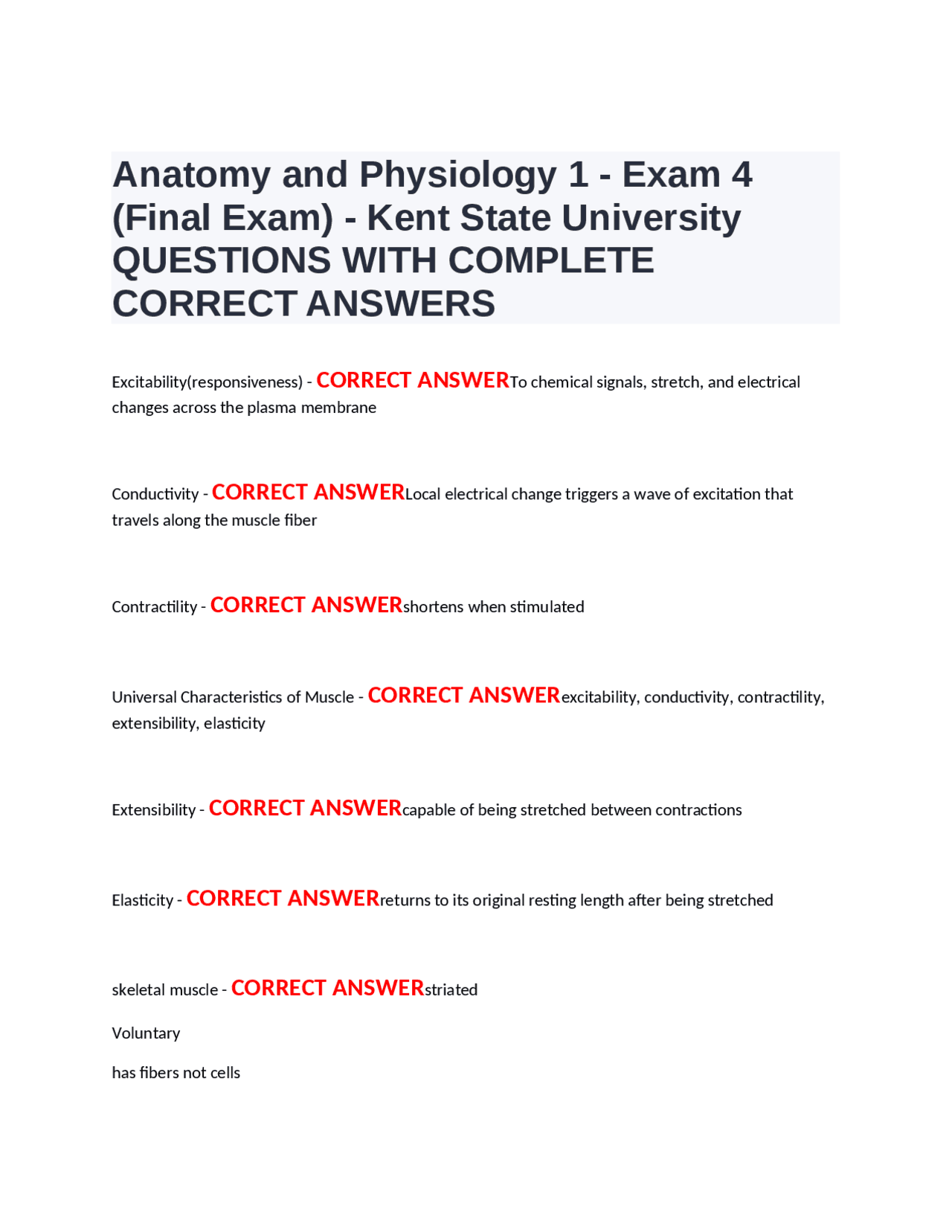 Anatomy and Physiology 1 - Exam 4 (Final Exam) - Kent State University ...