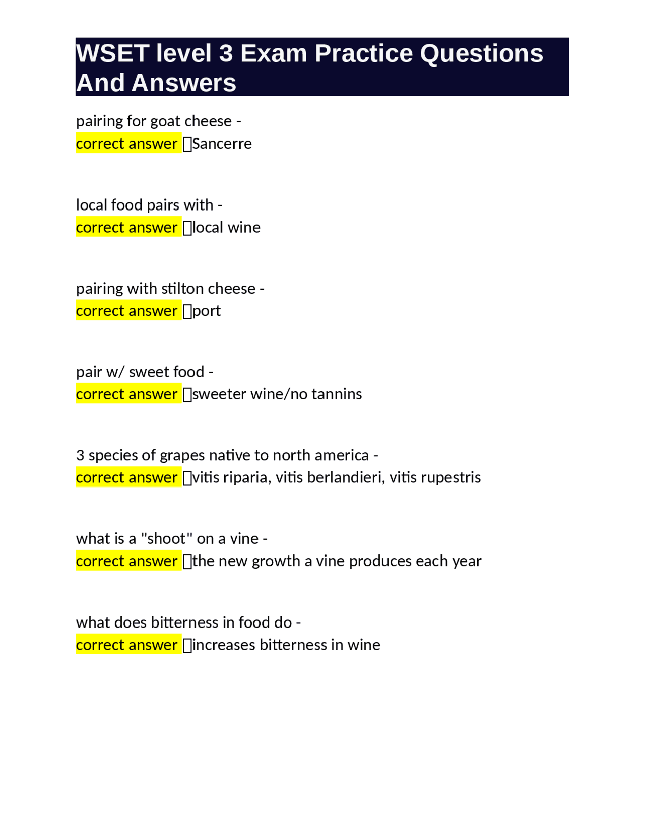 WSET level 3 Exam Practice Questions And Answers | Exams Chemistry ...