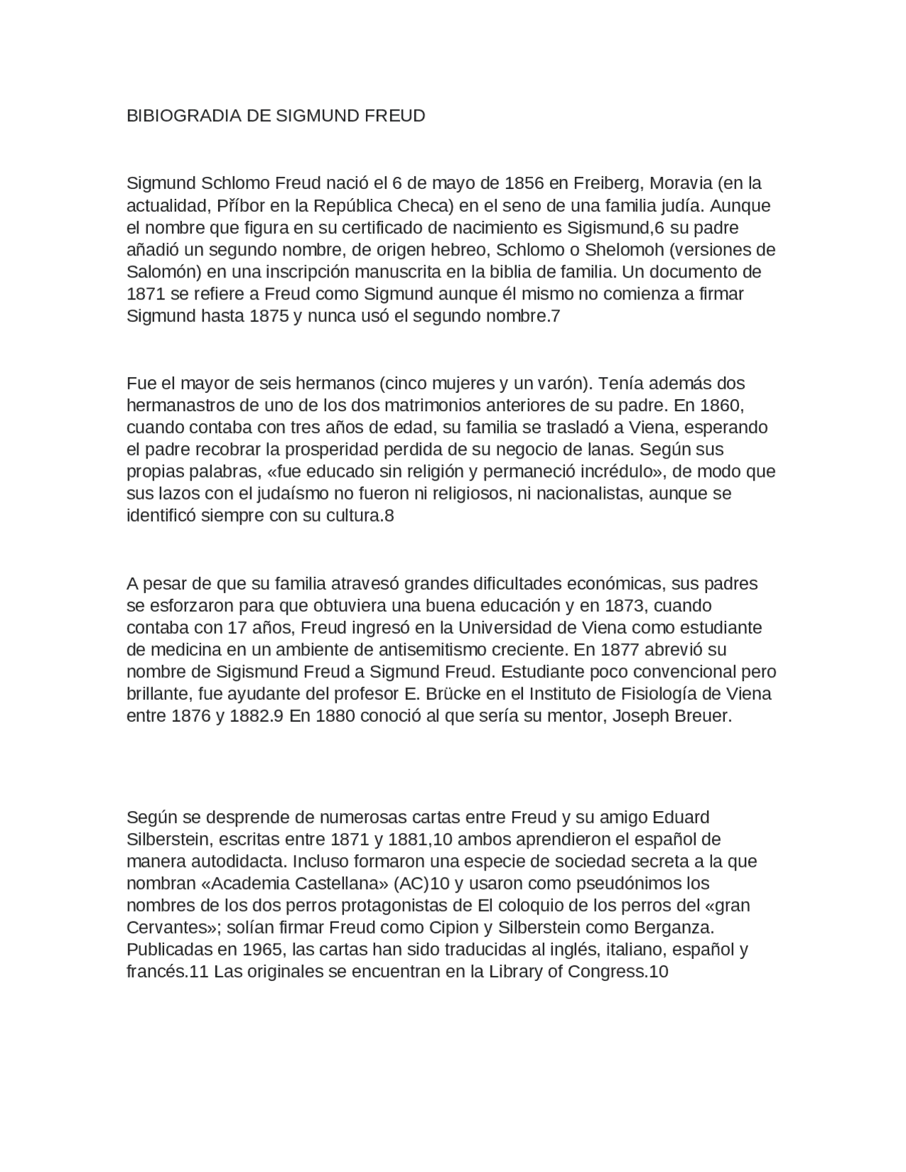 sigmund freud biografía | Lecture notes Psychology | Docsity