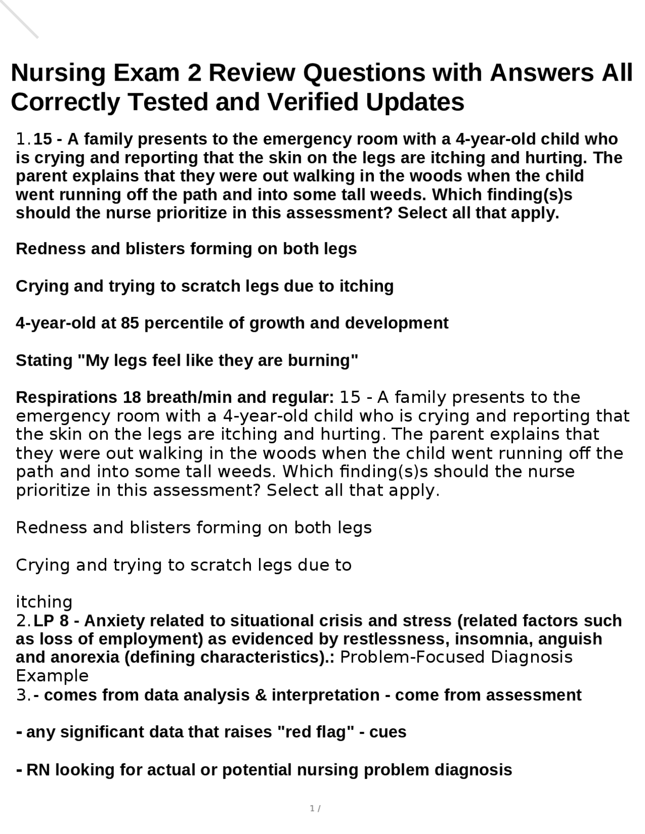 Nursing Exam 2 Review Questions with Answers All Correctly Tested and ...