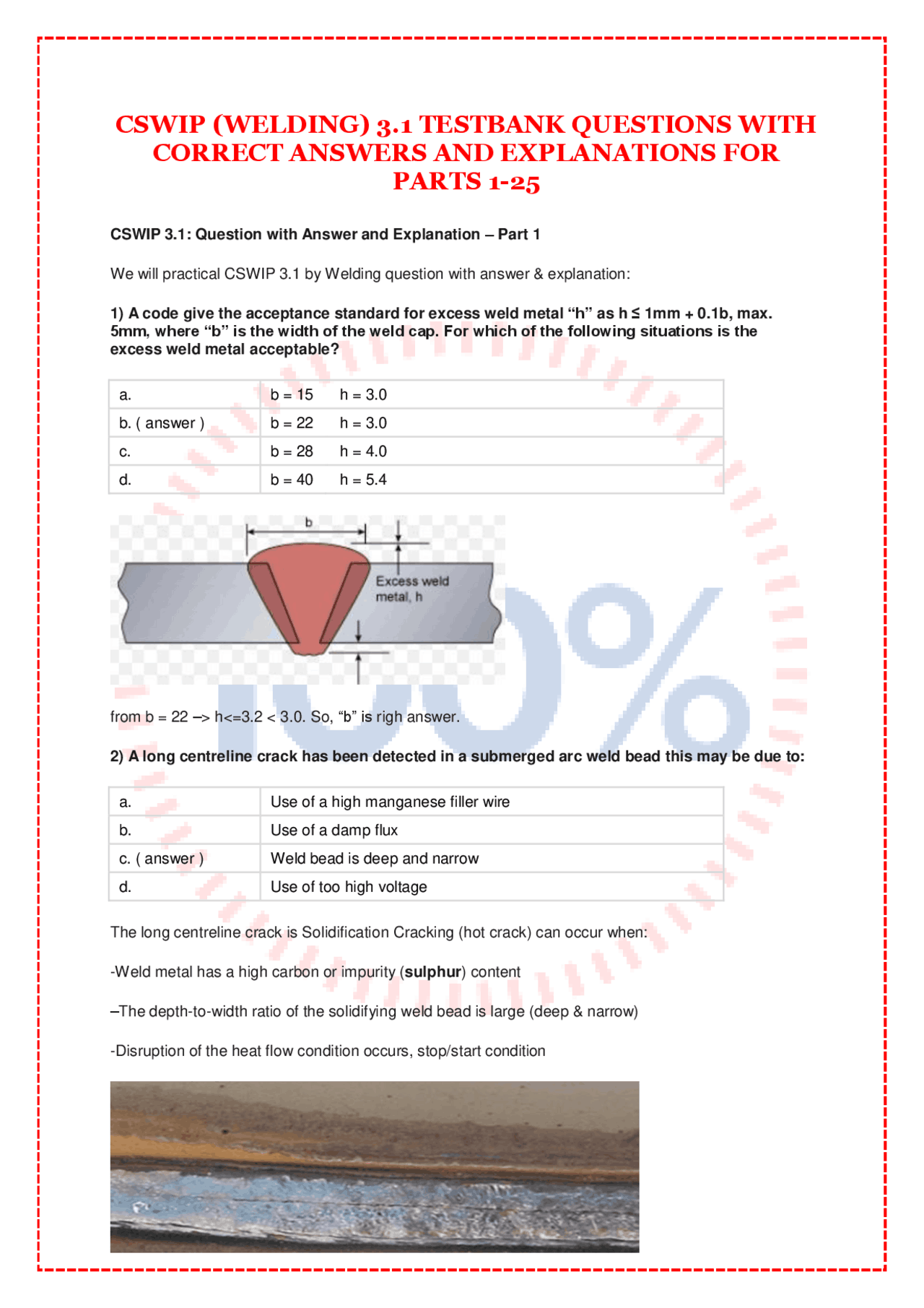 CSWIP (WELDING) 3.1 TESTBANK QUESTIONS WITH CORRECT ANSWERS AND ...