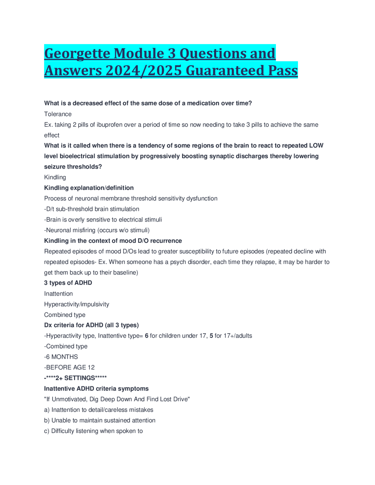 Georgette Module 3 Questions and Answers 2024/2025 Guaranteed Pass ...