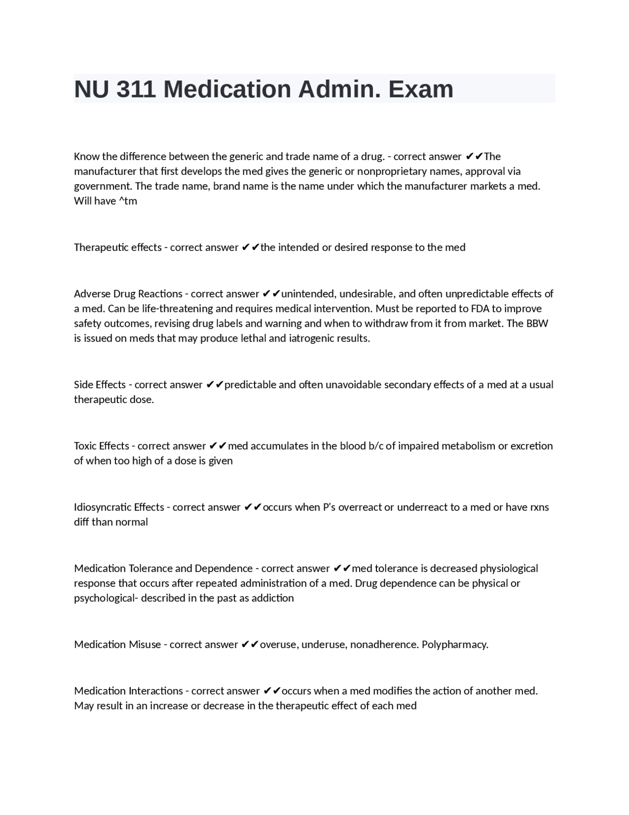 Medication Administration: Principles and Practices | Exams Nursing ...