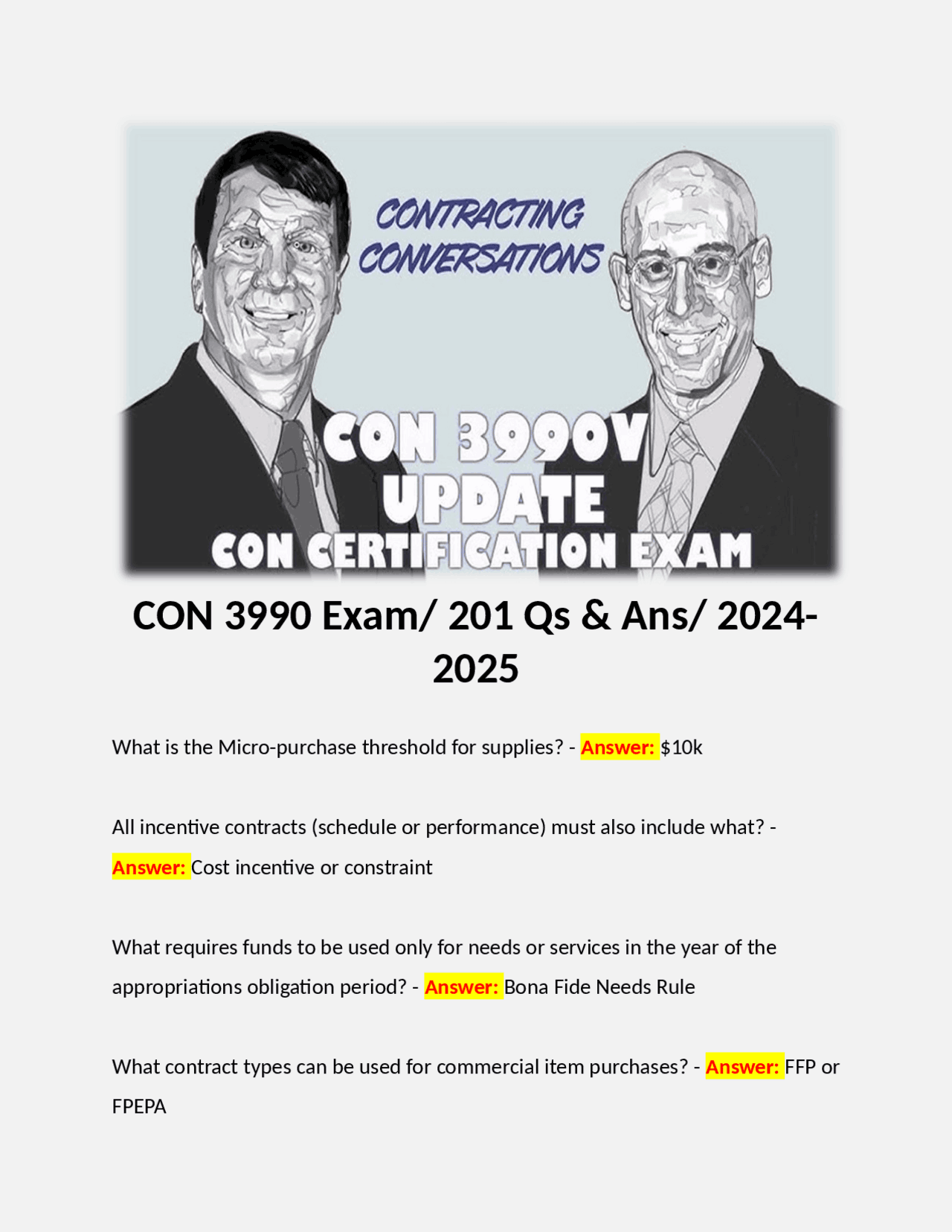 CON 3990 Exam/ 201 Qs & Ans/ 2024-2025 | Exams Economics | Docsity