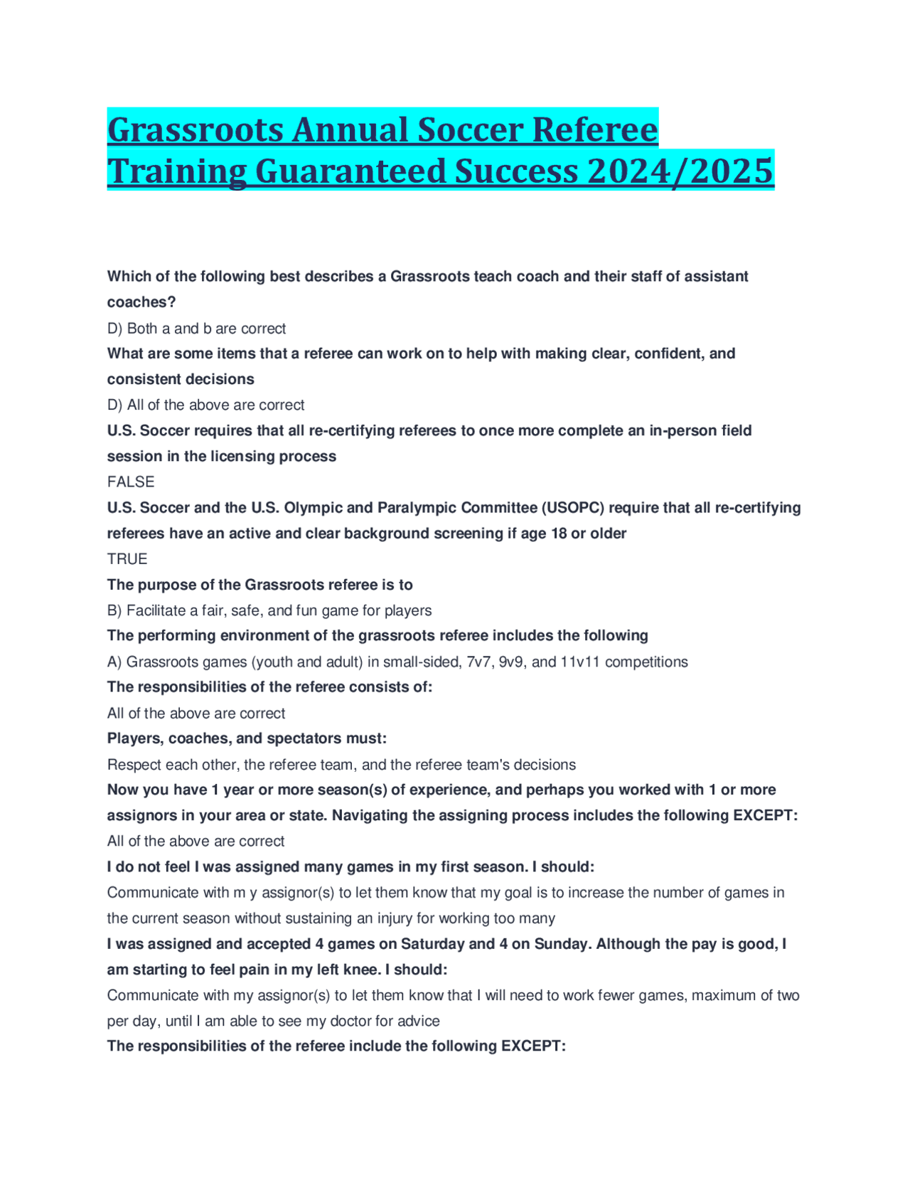Grassroots Annual Soccer Referee Training Guaranteed Success 2024/2025 ...
