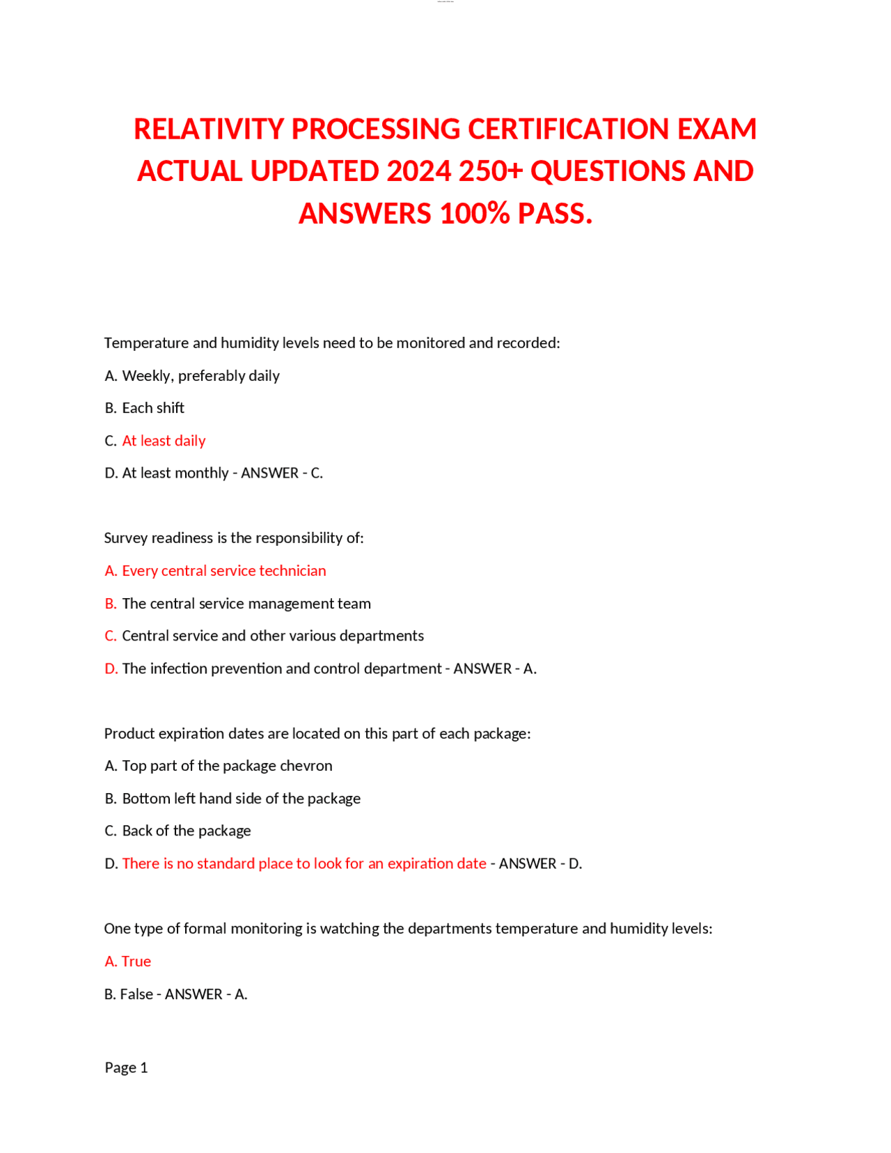 RELATIVITY PROCESSING CERTIFICATION EXAM ACTUAL UPDATED 2024 250 ...