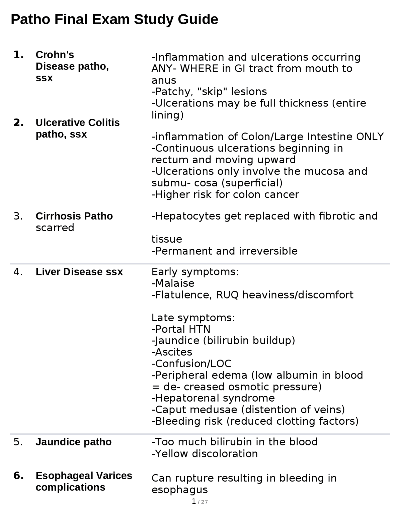Patho Final Exam Study Guide | Study Guides, Projects, Research ...