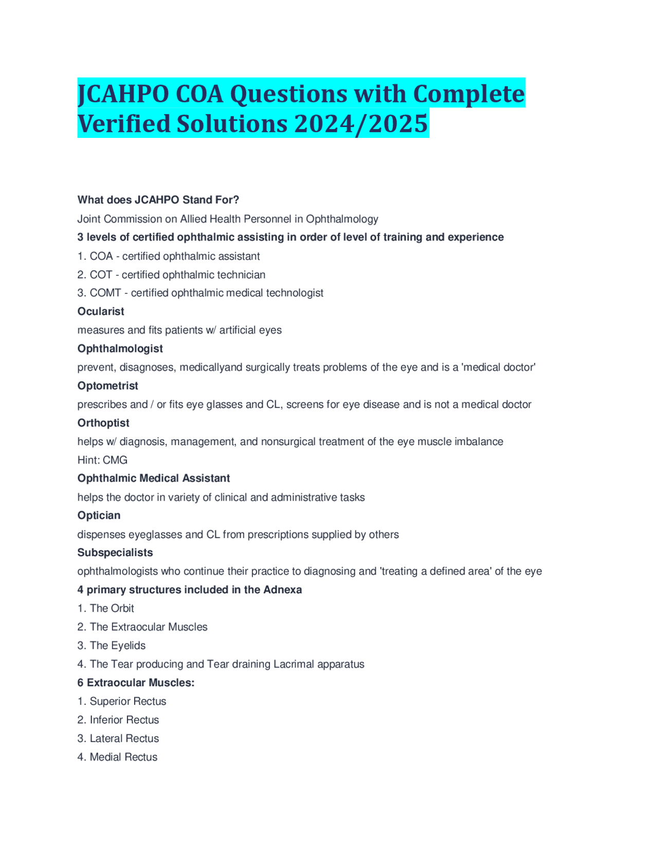 Jcahpo Coa Verification Certification & Education IJCAHPO