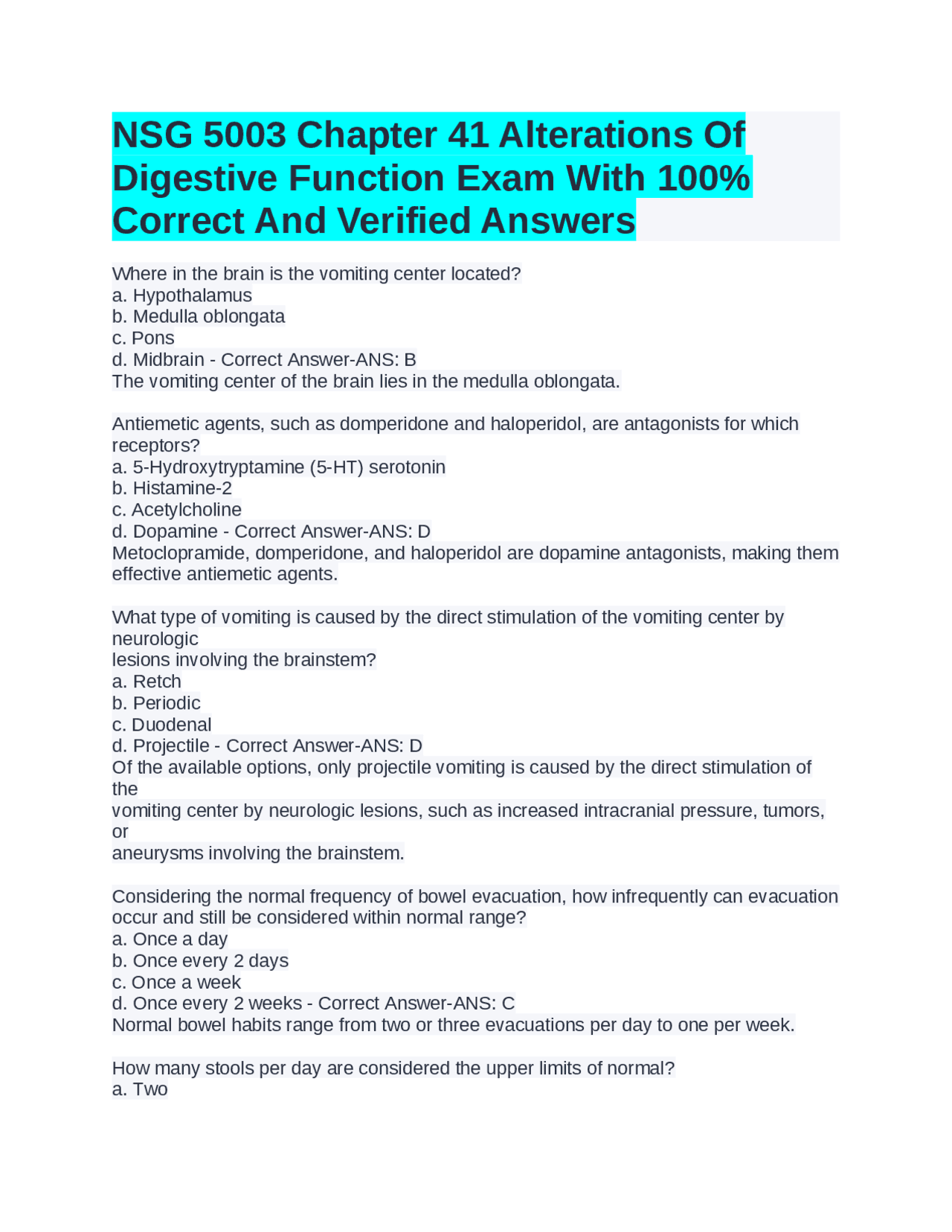 Gastrointestinal Disorders and Pathophysiology | Exams Advanced ...