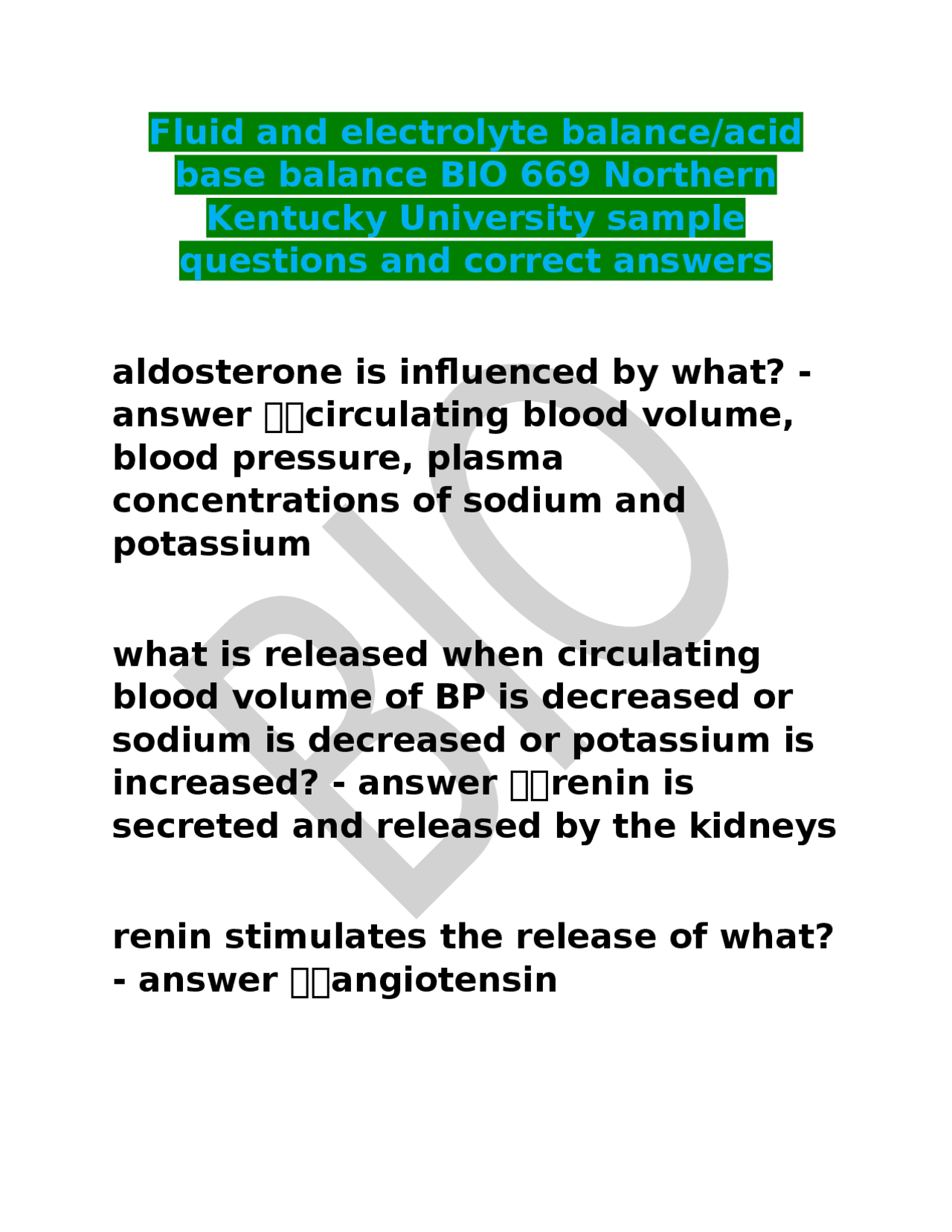 Fluid and Electrolyte Balance: Acid-Base Regulation | Exams Nursing ...