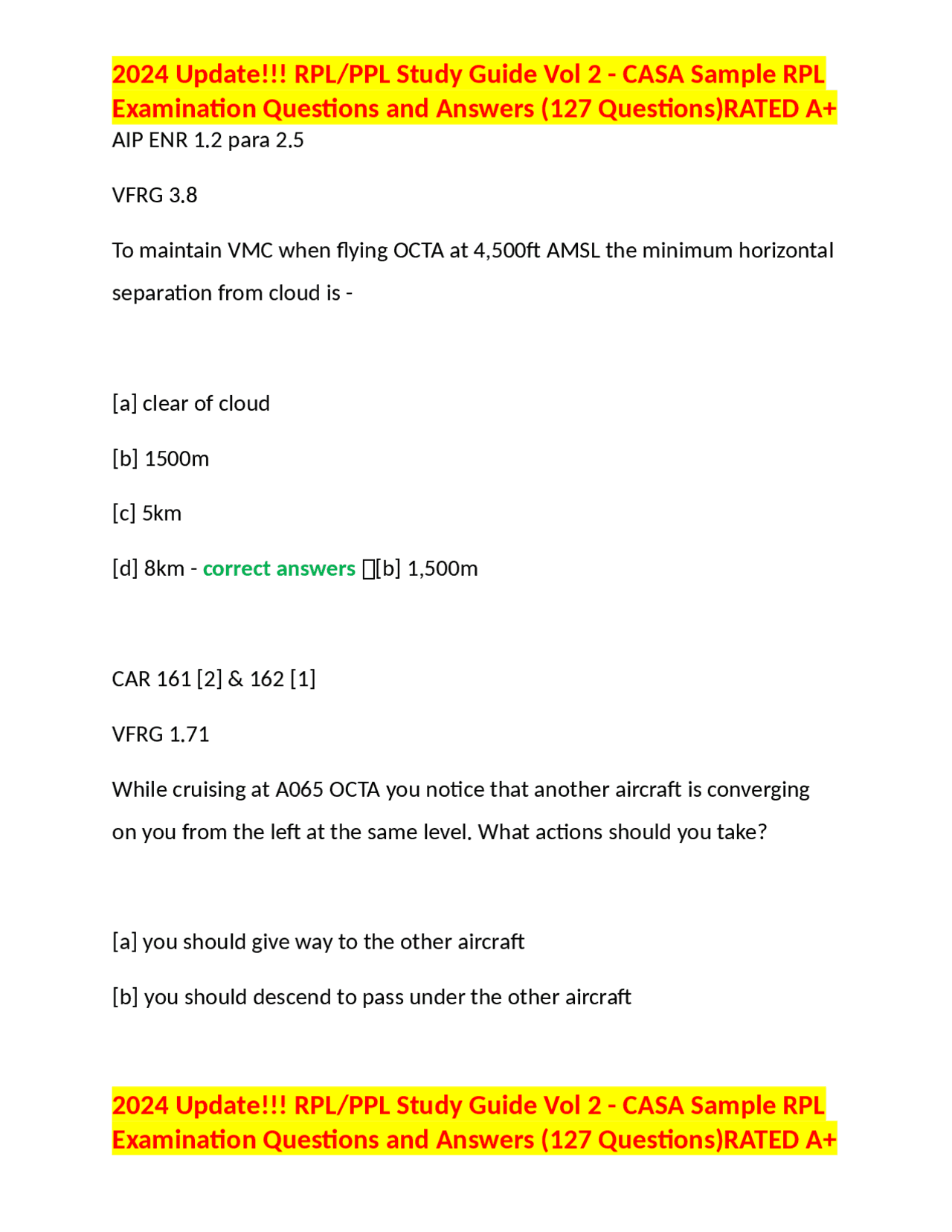 RPL/PPL Study Guide Vol 2 - CASA Sample RPL Examination Questions and ...