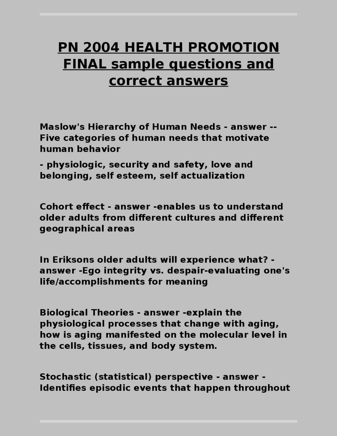 PN 2004 HEALTH PROMOTION FINAL sample questions and correct answers ...