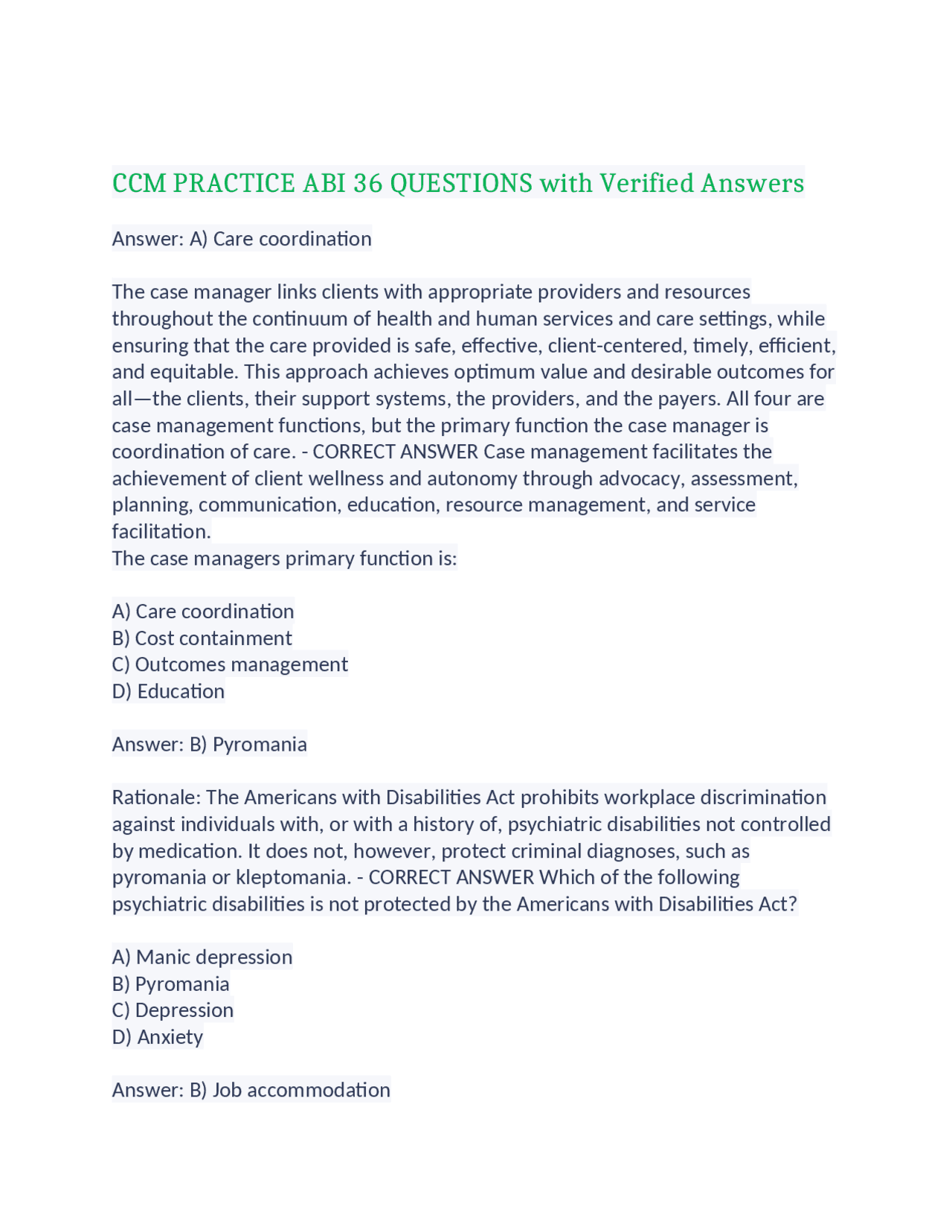 CCM PRACTICE ABI 36 QUESTIONS with Verified Answers,100% CORRECT ...