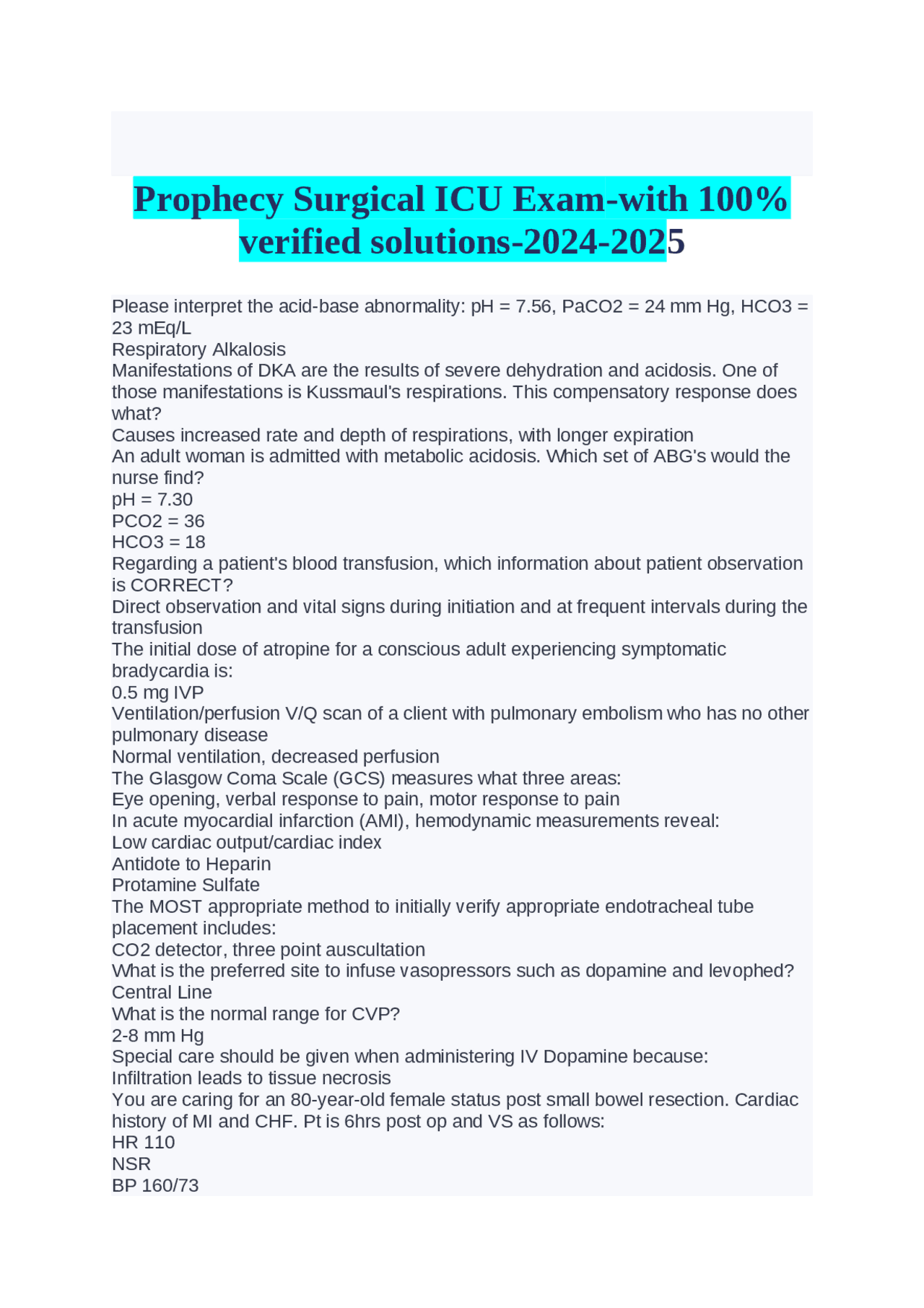 Prophecy Surgical ICU Exam-with 100% verified solutions-2024-2025.docx ...