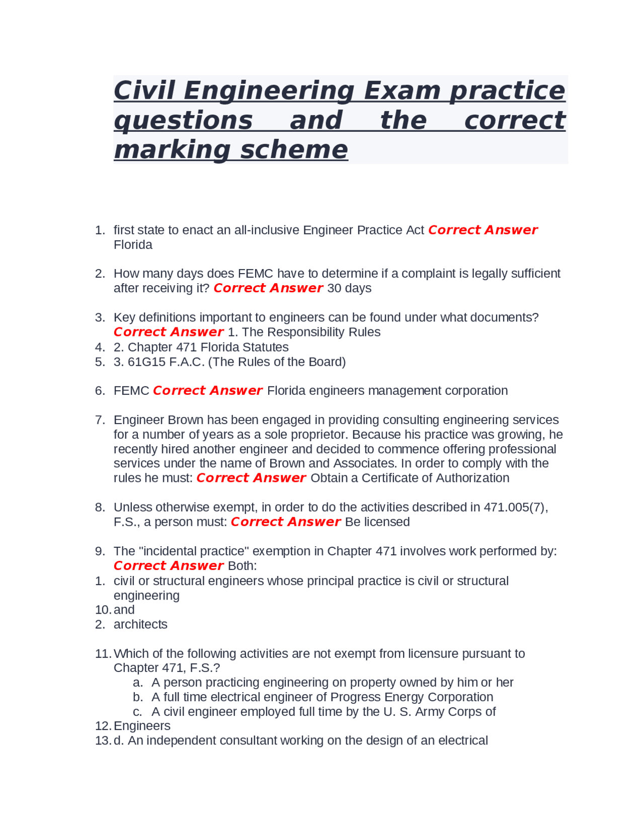 Civil Engineering Board Exam 2024