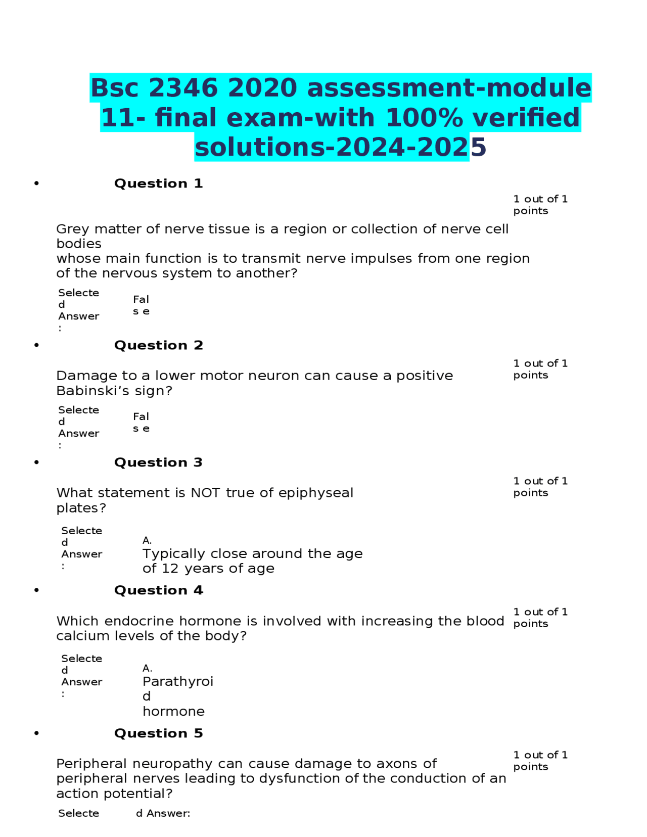 Bsc 2346 2020 assessment-module 11- final exam-with 100% verified solutions-2024-2025 | Exams ...
