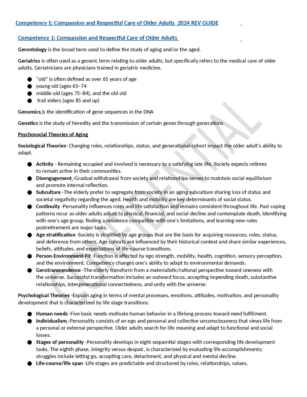 Competency 1: Compassion and Respectful Care of Older Adults 2024 REV ...