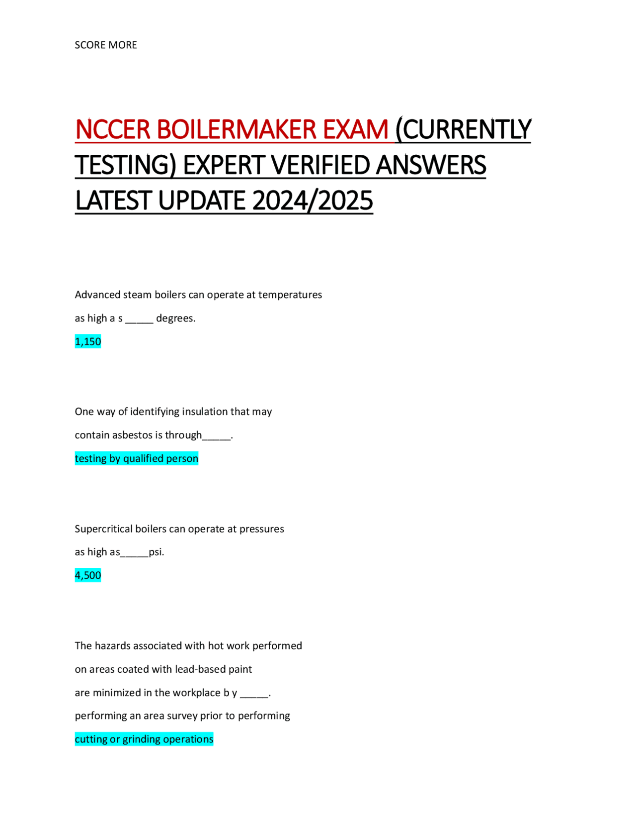 NCCER Boilermaker Exam: Expert Verified Answers | Exams Construction ...