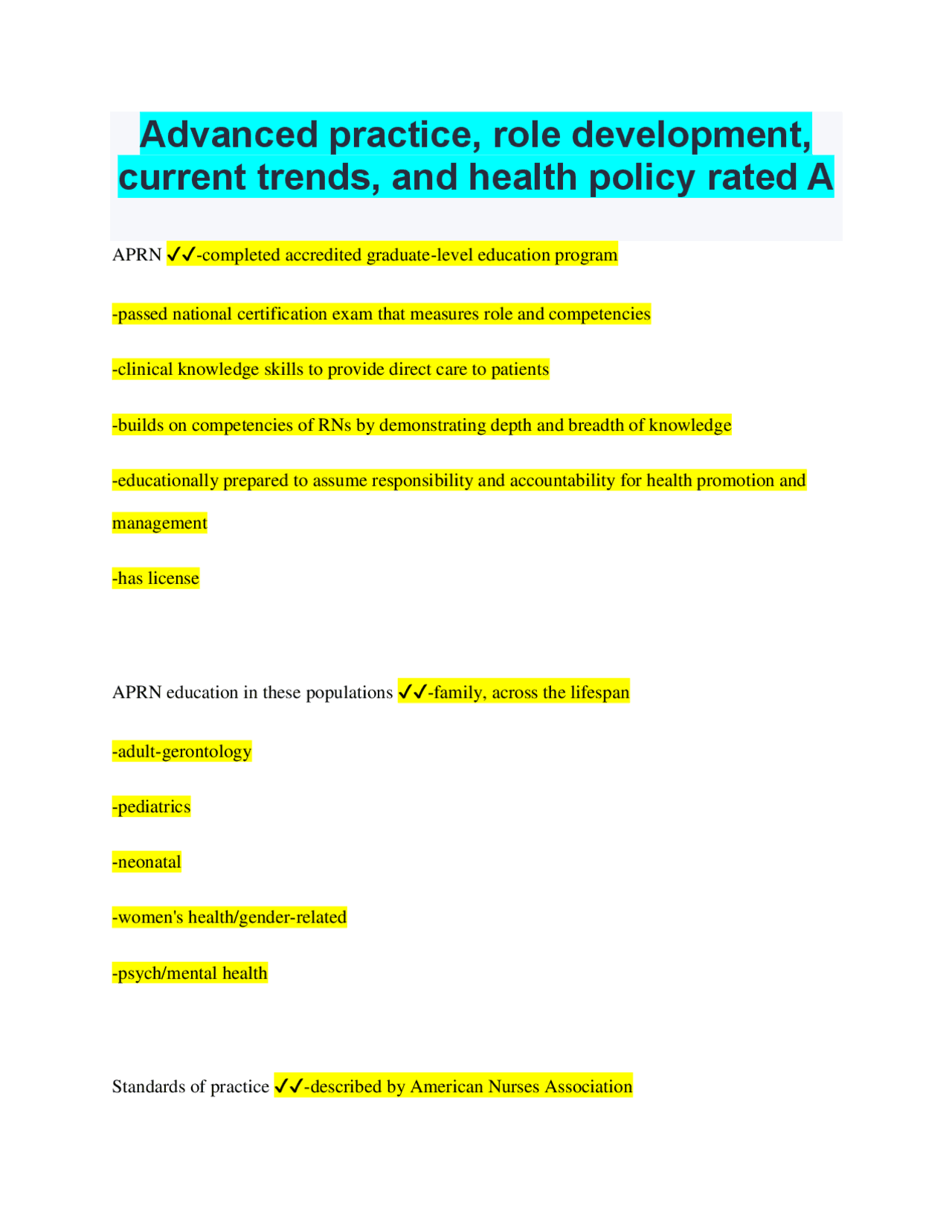 Advanced practice, role development, current trends, and health policy ...