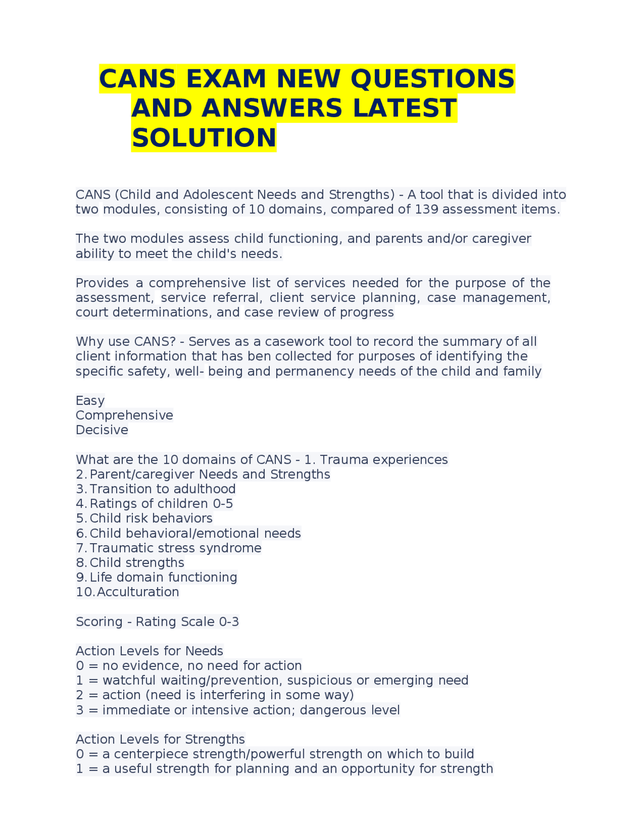 CANS Exam: New Questions and Answers Latest Solution | Exams Advanced ...