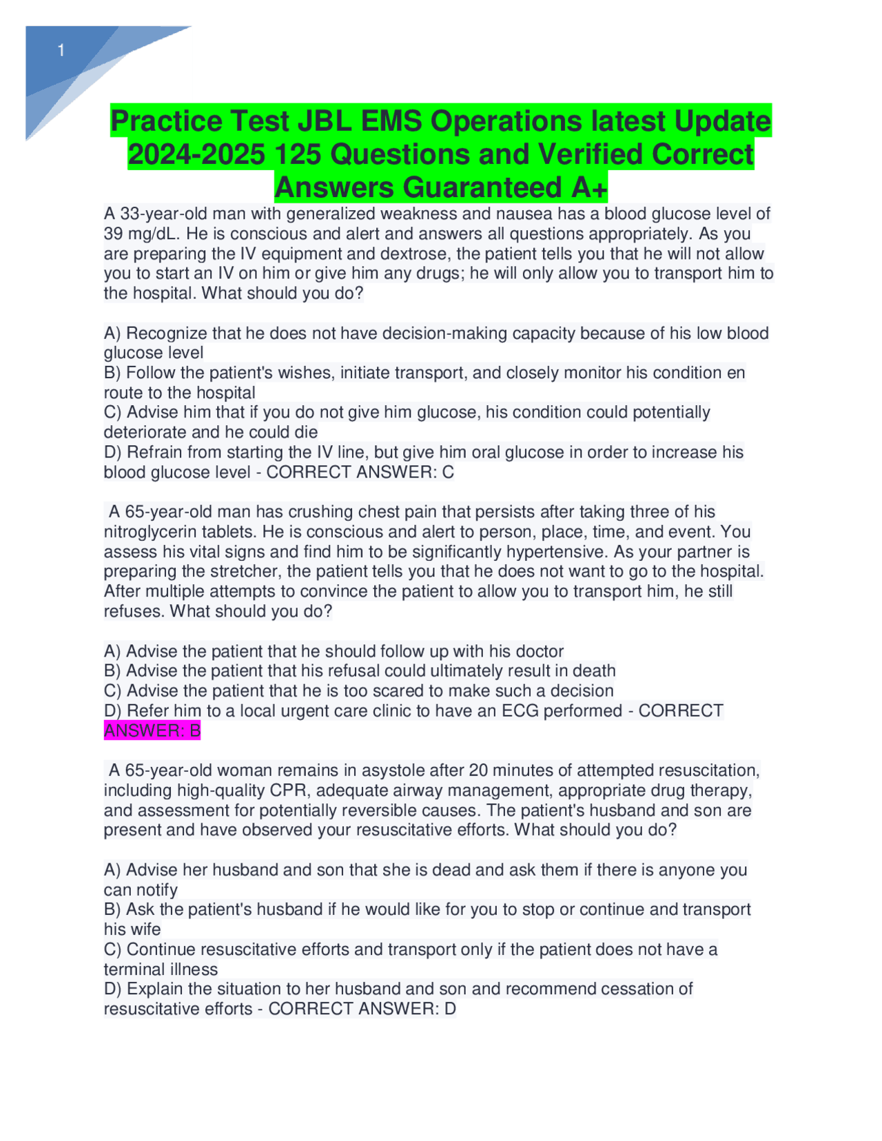 Emergency Medical Services (EMS) Protocols and Procedures | Exams ...