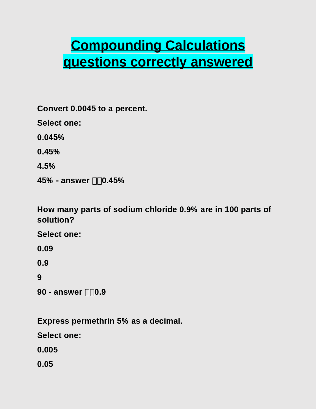 Compounding Calculations | Exams Nursing | Docsity
