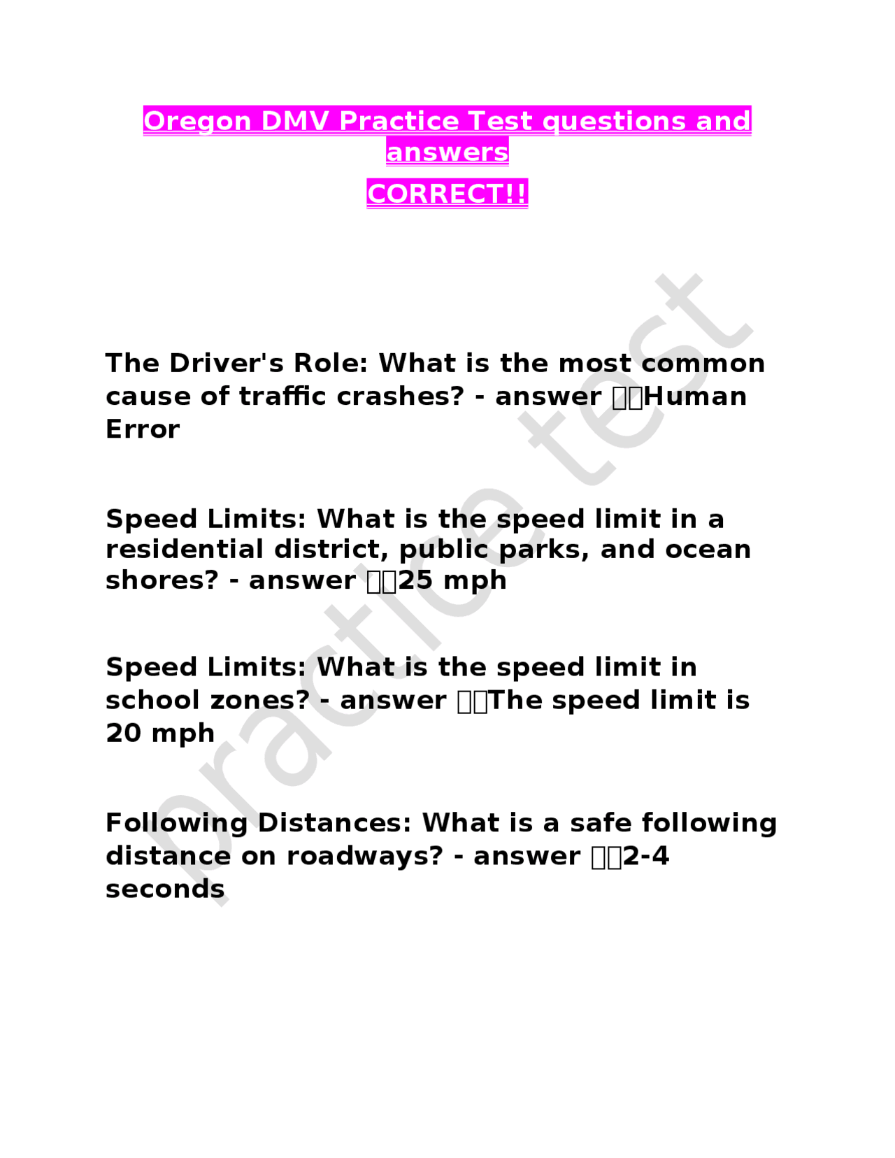 Oregon DMV Practice Test: Comprehensive Guide to Safe Driving | Exams ...