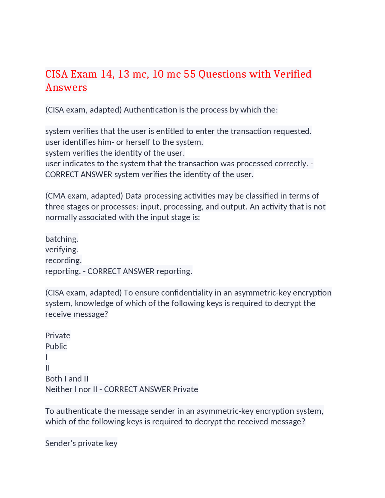 CISA Exam Practice Questions and Answers | Exams Information and ...