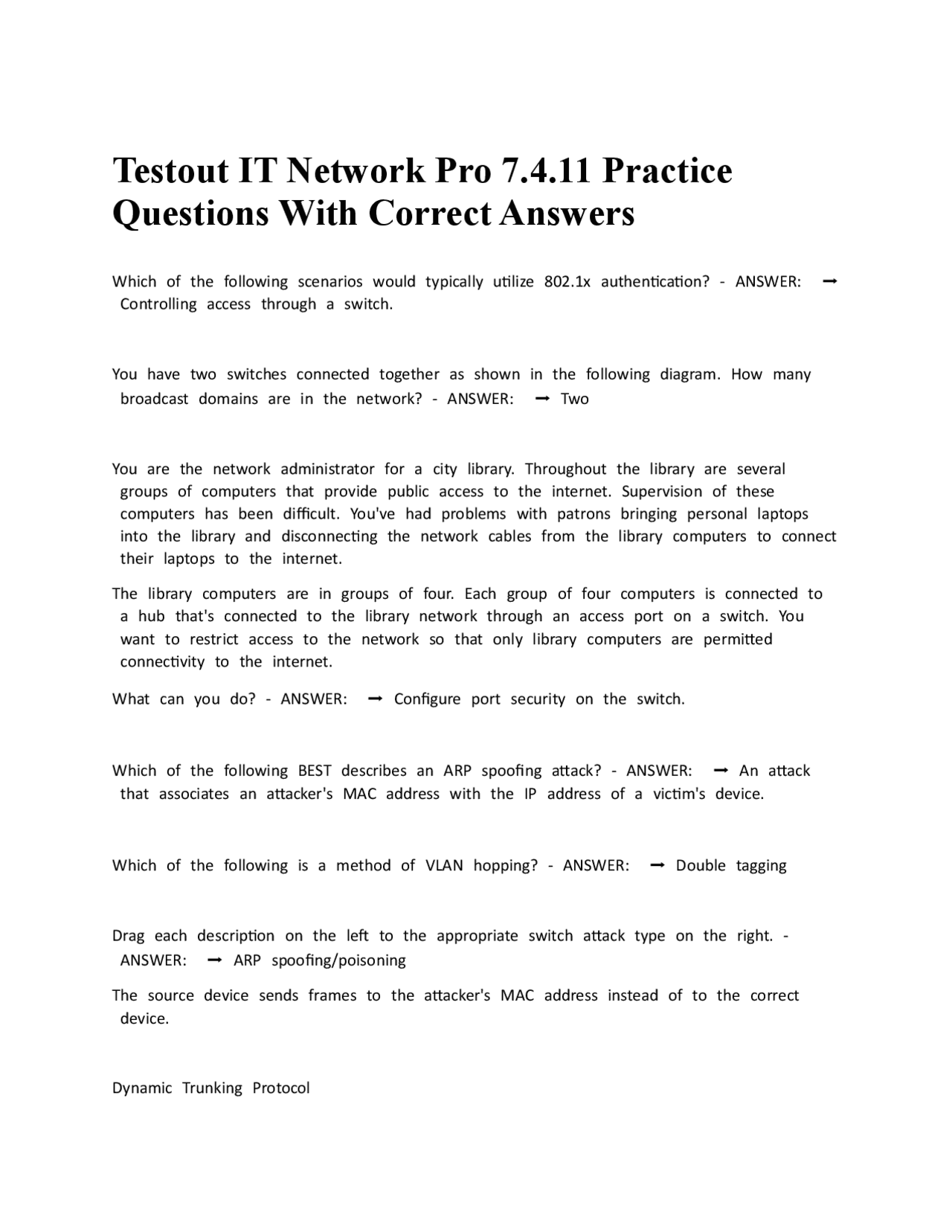 Testout IT Network Pro 7.4.11 Practice Questions With Correct Answers ...