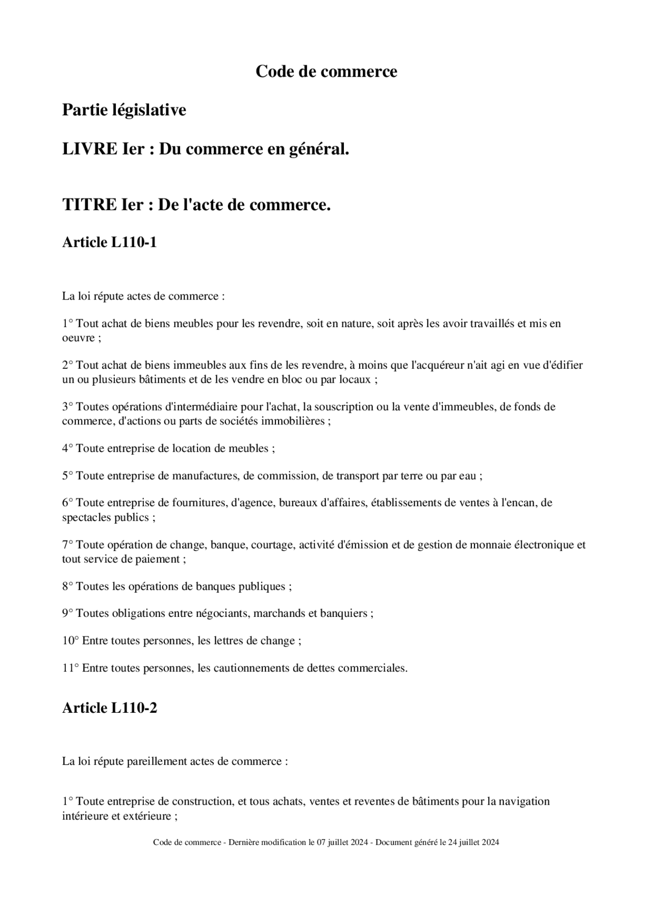 Code de commerce francais | Schémas Droit du commerce | Docsity