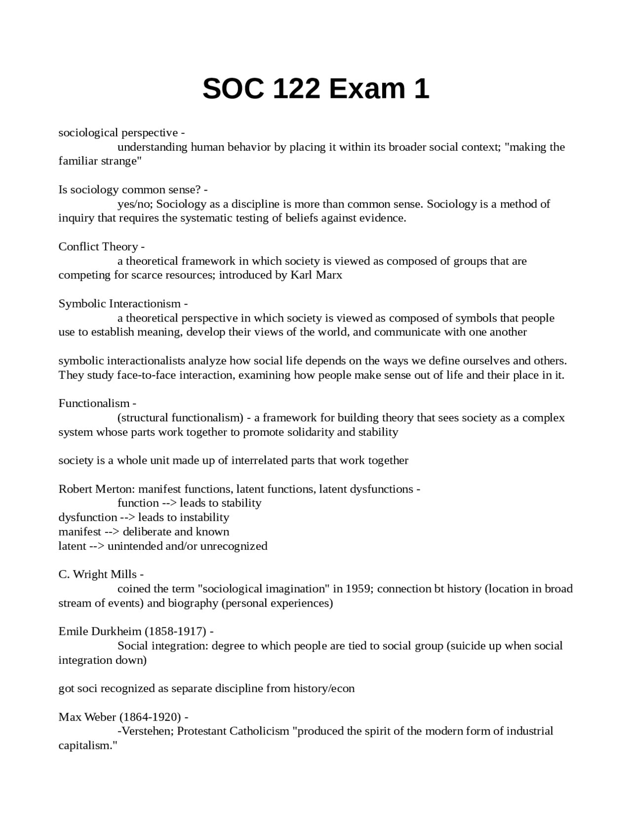 Sociological Perspectives and Theories | Exams Sociology | Docsity