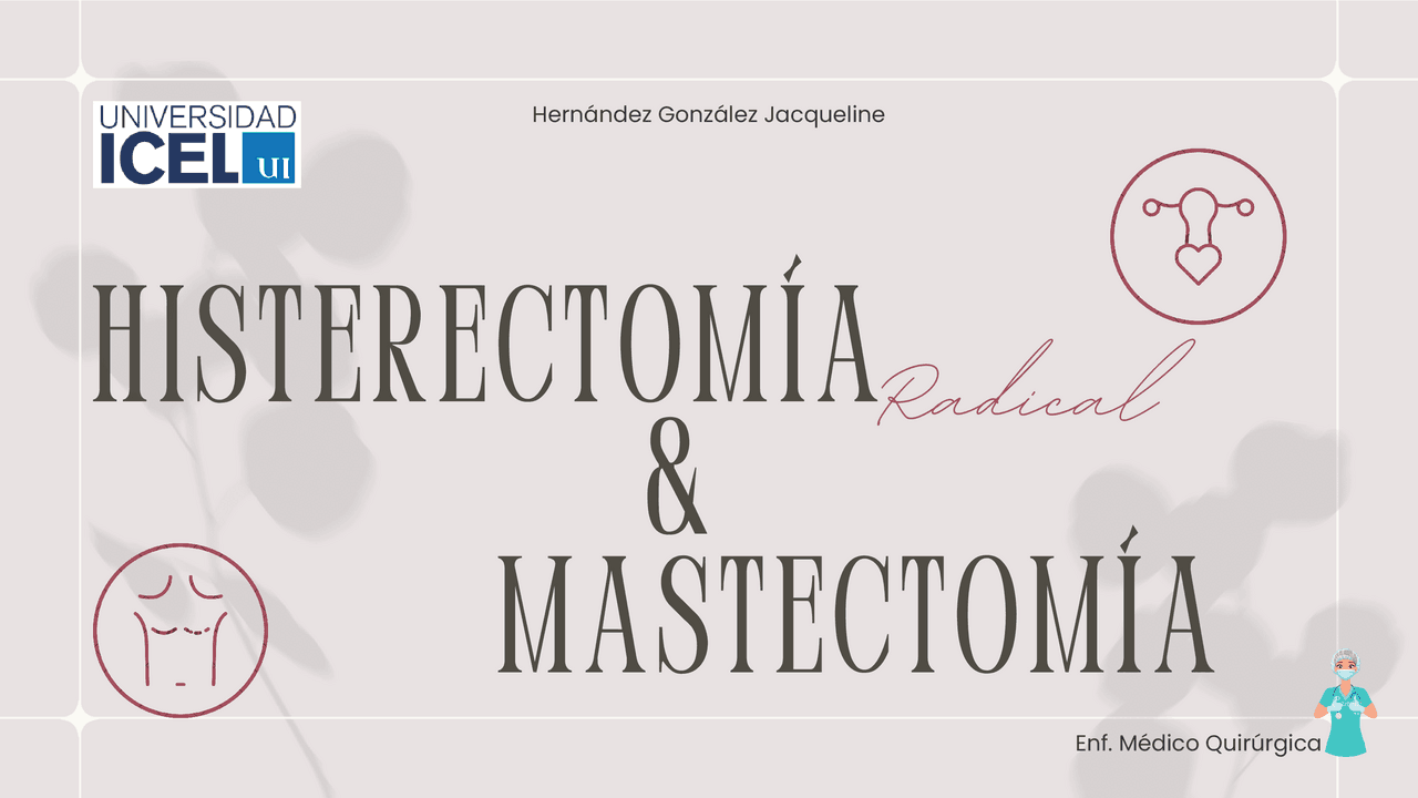 Histerectomía Radical y Mastectomía | Diapositivas de Enfermería ...