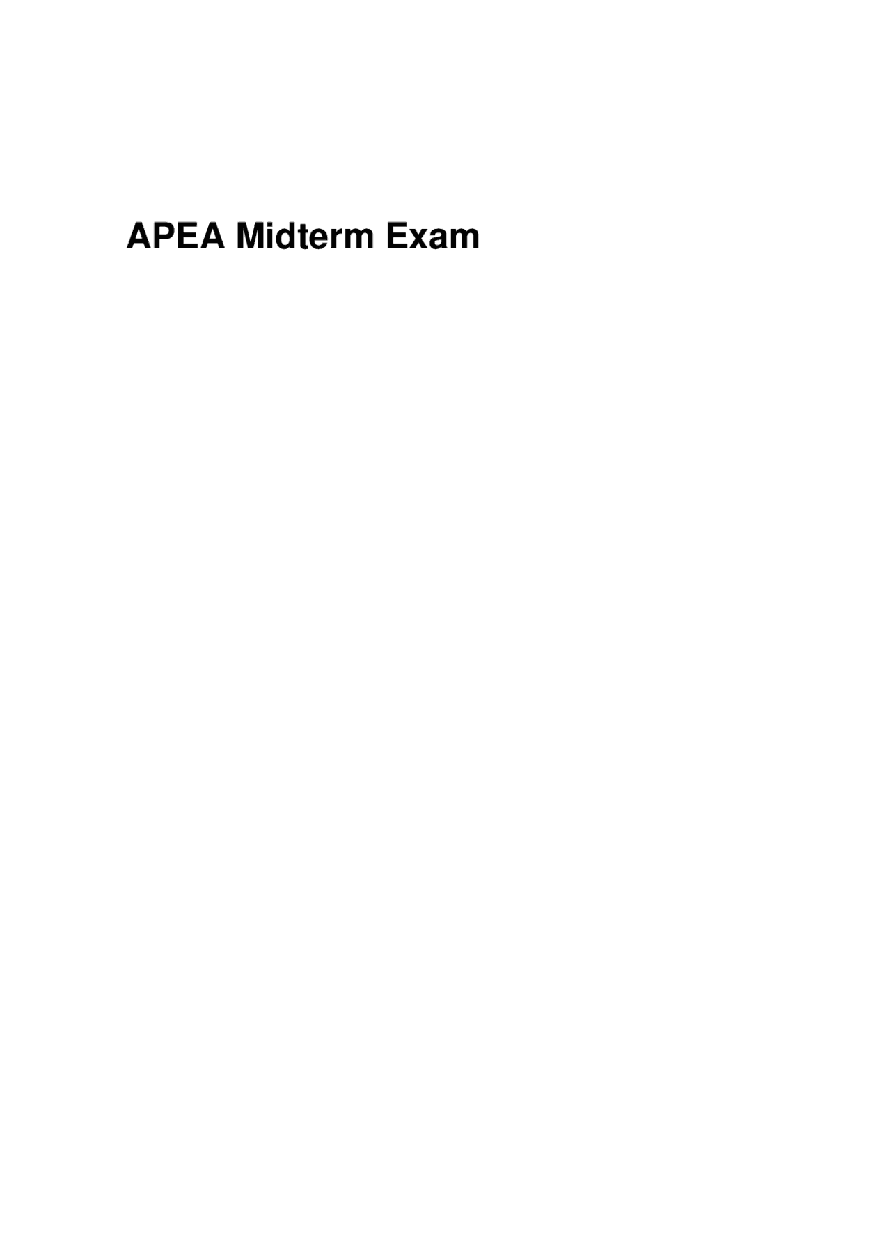 APEA Midterm Exam Study Guide. All Questions and Answers | Exams ...