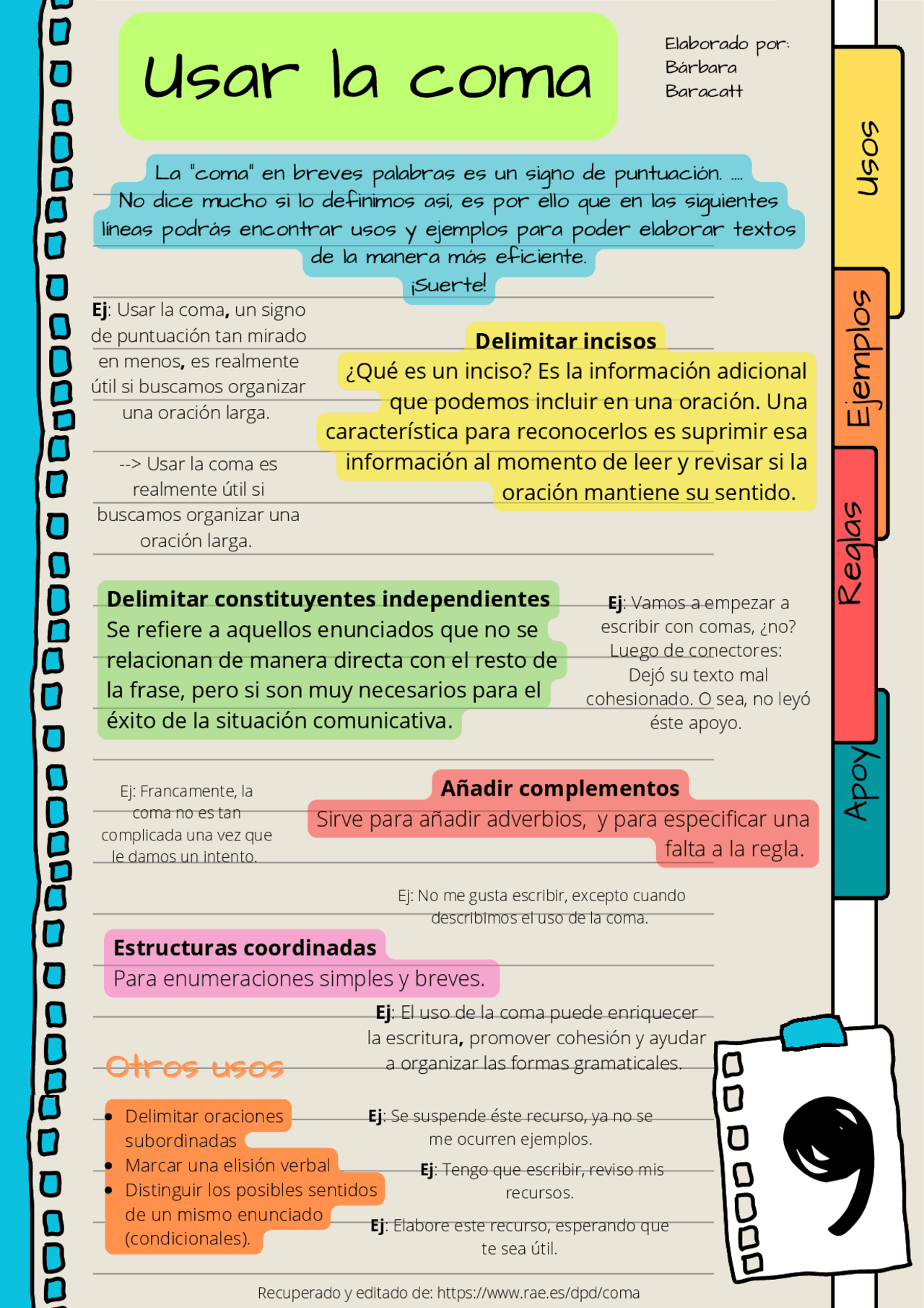 El uso de la coma " , " | Apuntes de Pedagogía | Docsity