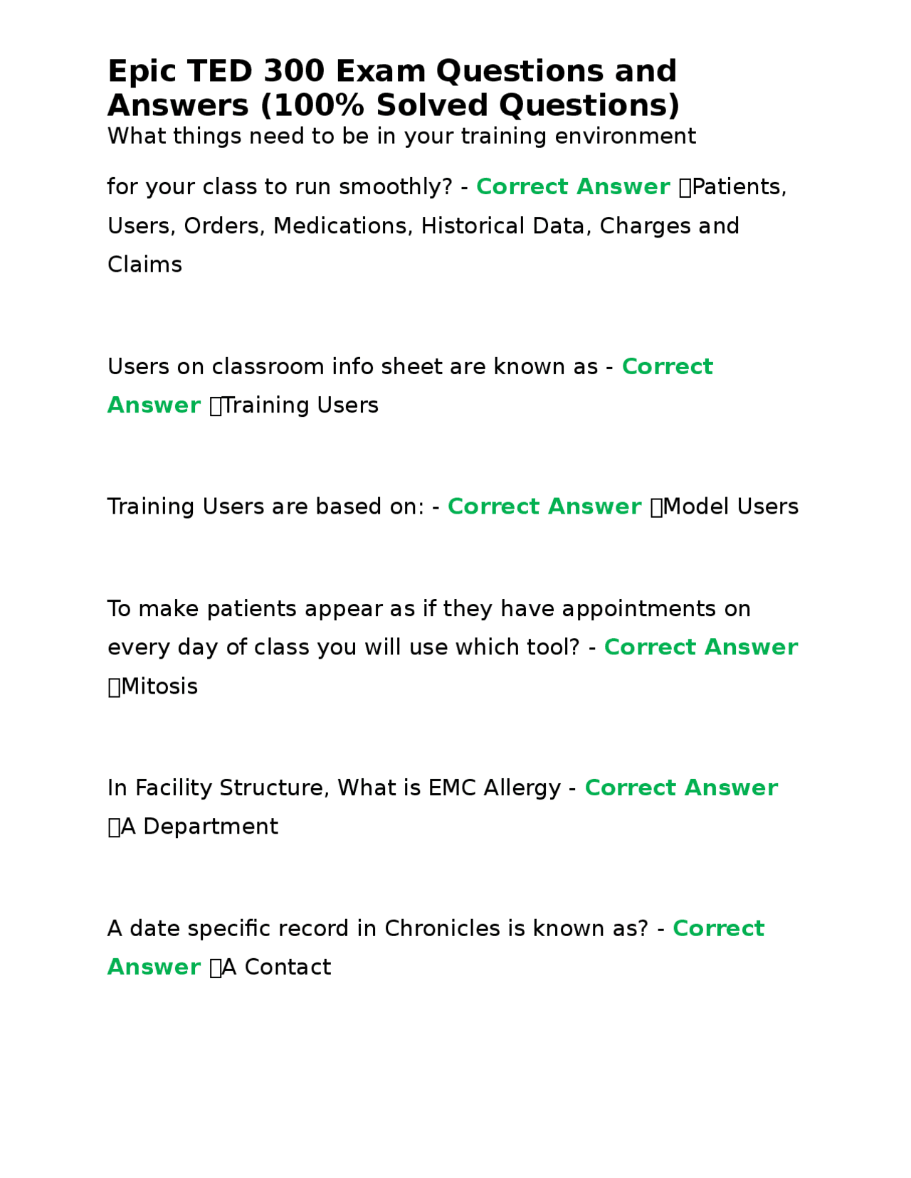 Epic TED 300 Exam Questions and Answers (100% Solved Questions) | Exams ...