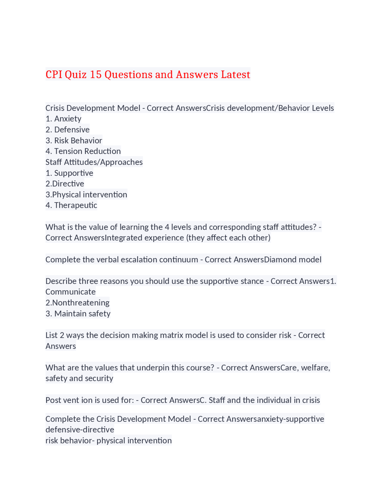 Crisis Development Model and Staff Attitudes in Behavioral Management ...