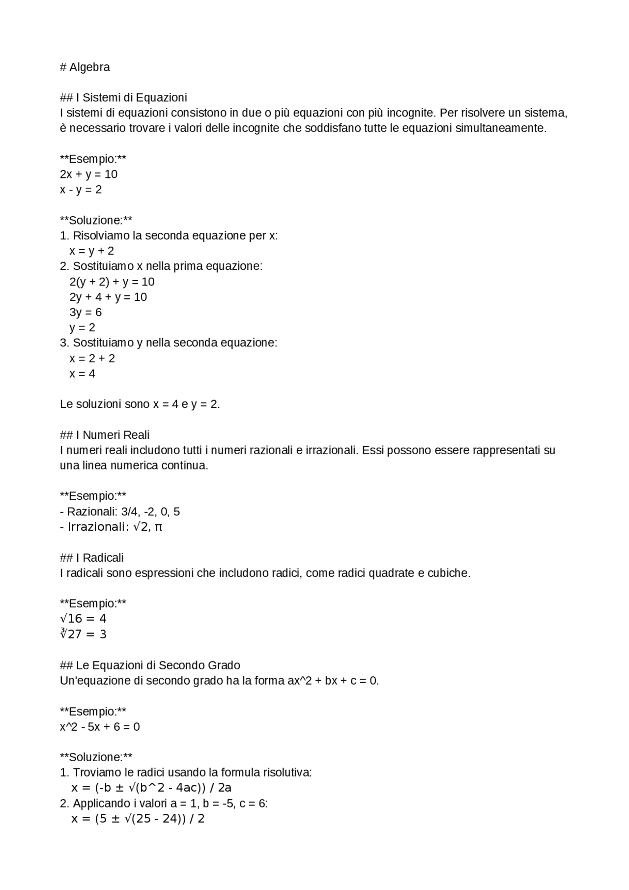 SPIEGAZIONI MATEMATICA ANCHE CON ESERCIZI SVOLTI PROGRAMMA TERZO SUPERIORE | Dispense di ...