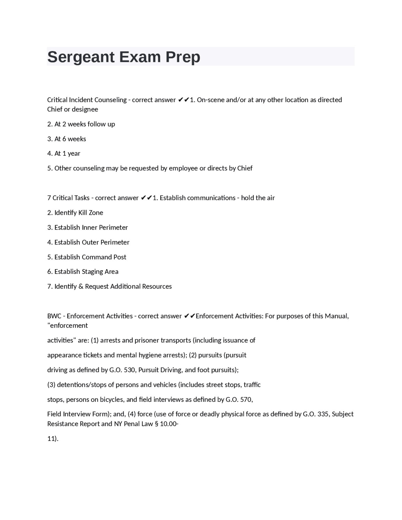 Sergeant Exam Preparation: Critical Incident Counseling and Body-Worn ...