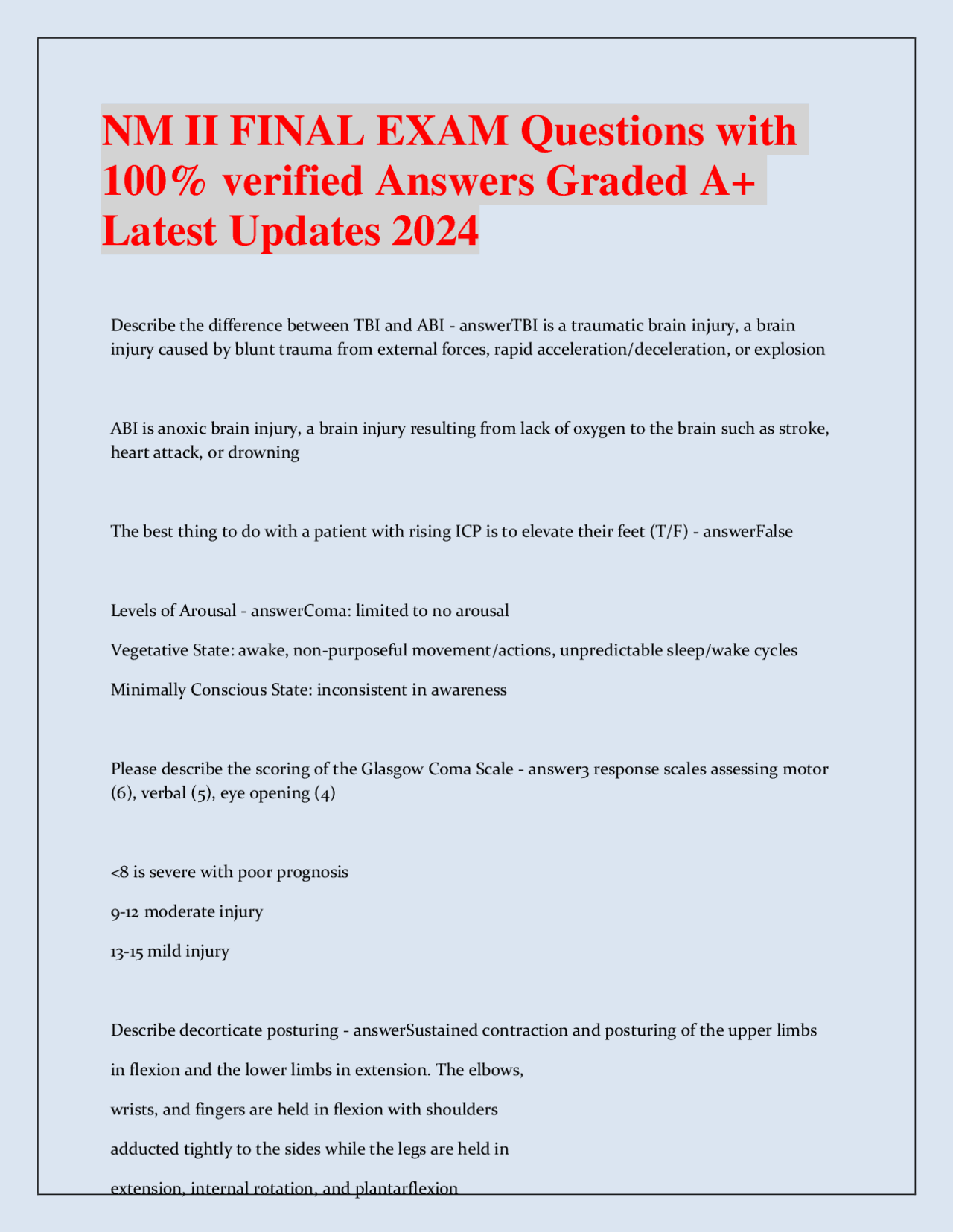 Rancho Los Amigos Cognitive Scale: Levels of Cognitive Functioning ...