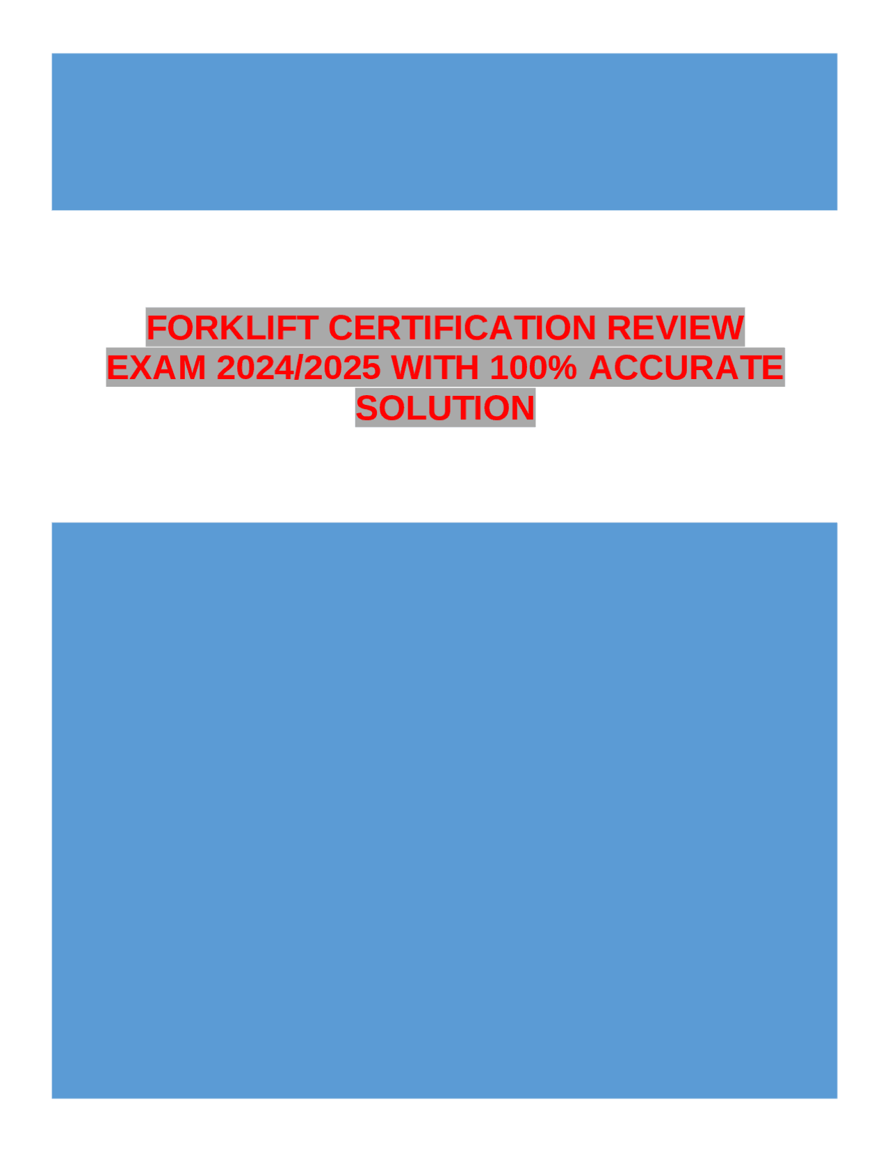 Forklift Certification Exam Review | Exams Nursing | Docsity