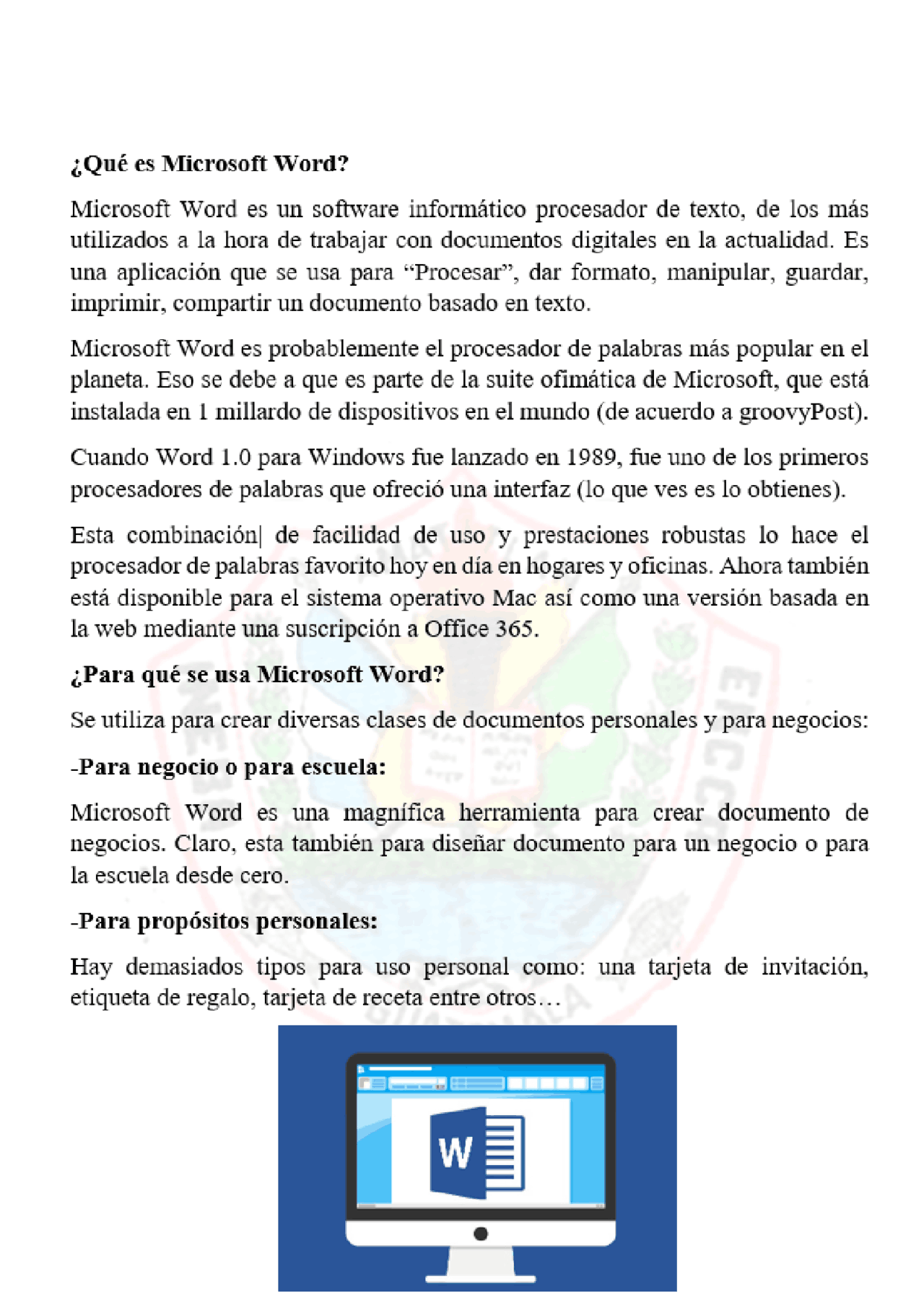 ¿Qué es Microsoft Word? | Apuntes de Informática | Docsity