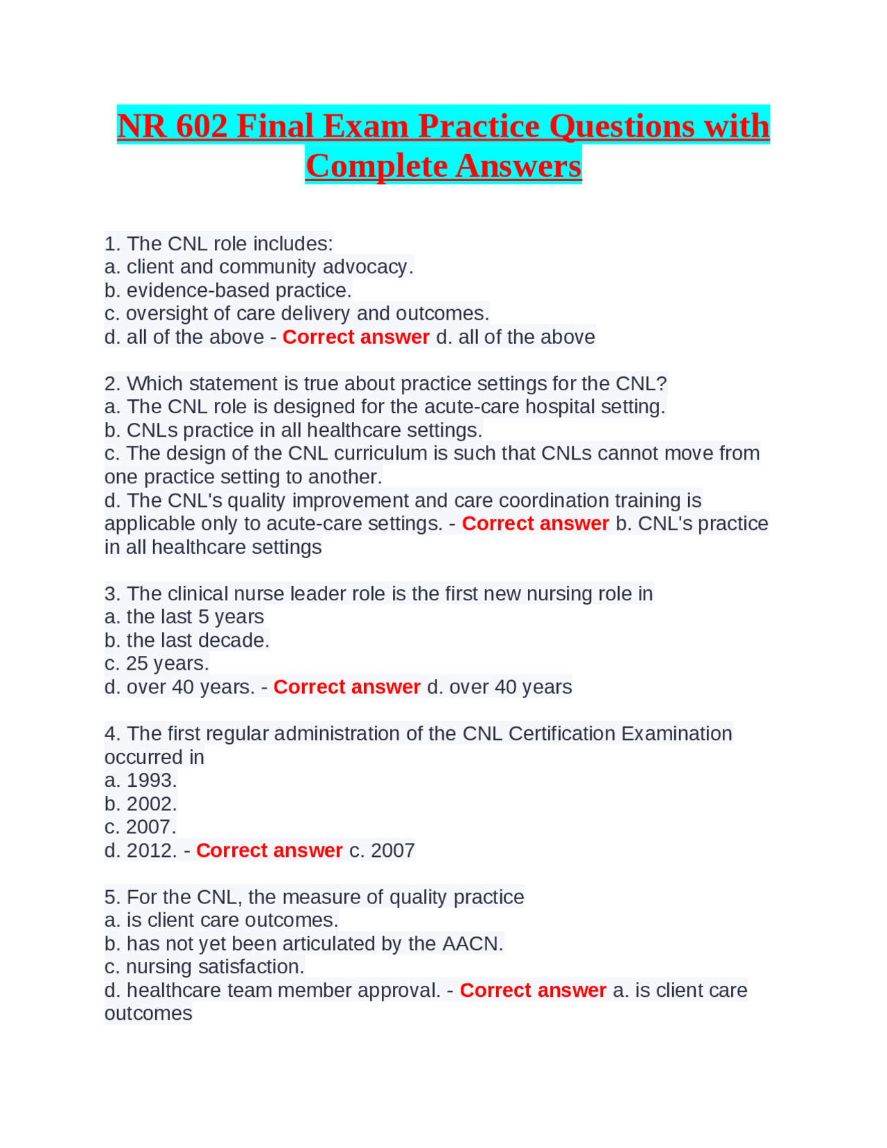 The Clinical Nurse Leader (CNL) Role and Competencies | Exams Nursing ...