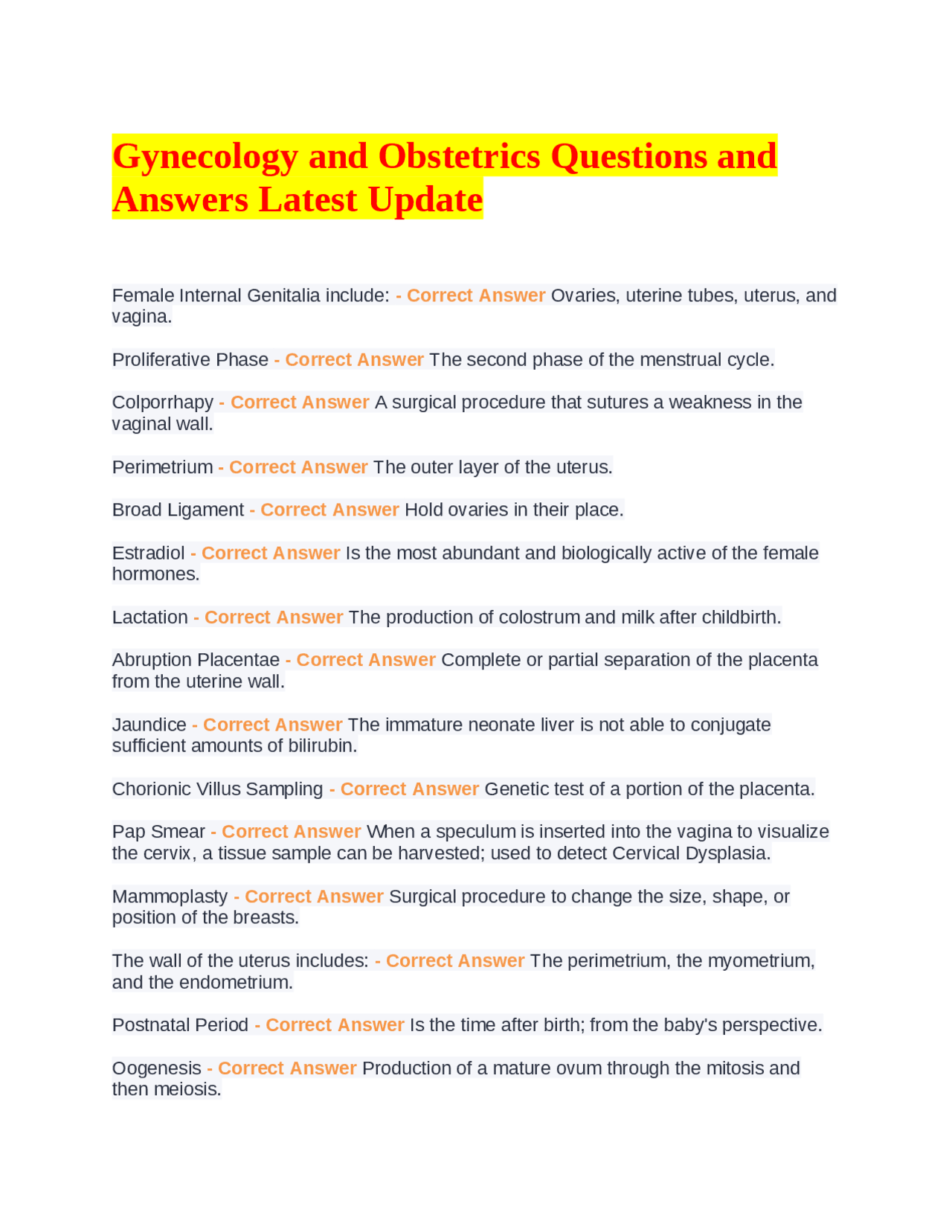 Gynecology and Obstetrics: Comprehensive Q&A for Medical Professionals ...