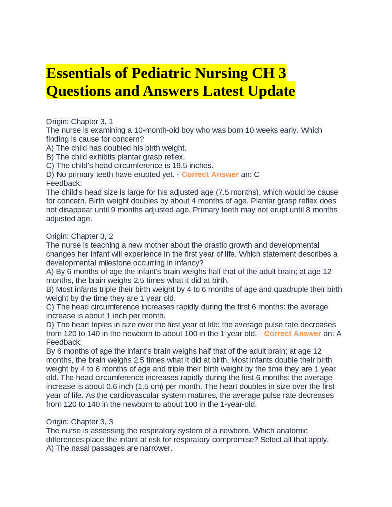 Infant Growth and Development | Exams Nursing | Docsity
