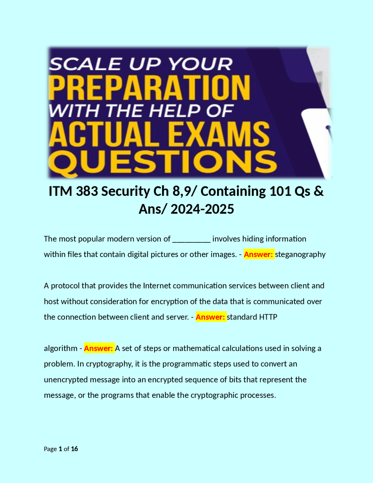 Cryptography and Information Security | Exams Information Technology | Docsity