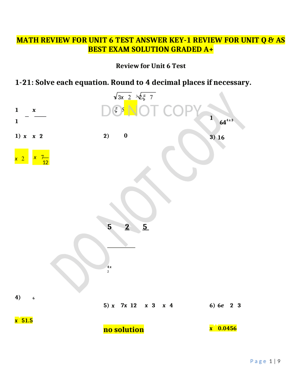 Math Review for Unit 6 Test | Exams Radiation Quantities and Units ...