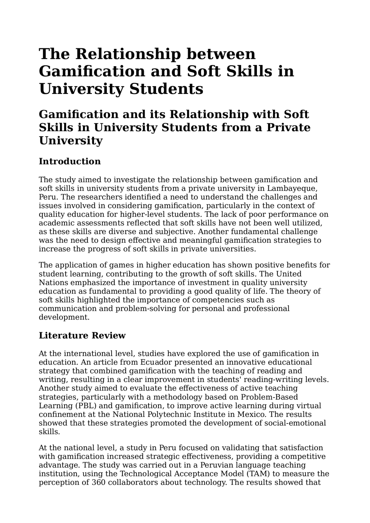 Gamification and its Relationship with Soft Skills in University Students | Summaries Health ...